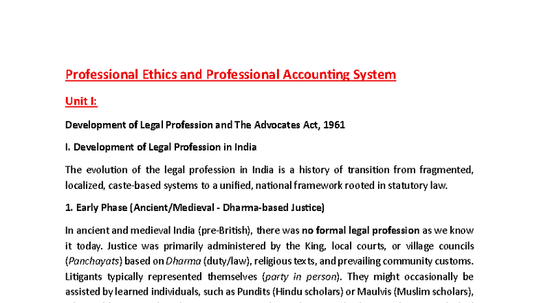 Professional Ethics in Law: An Overview of Unit I & II (LAWS101) - Studocu