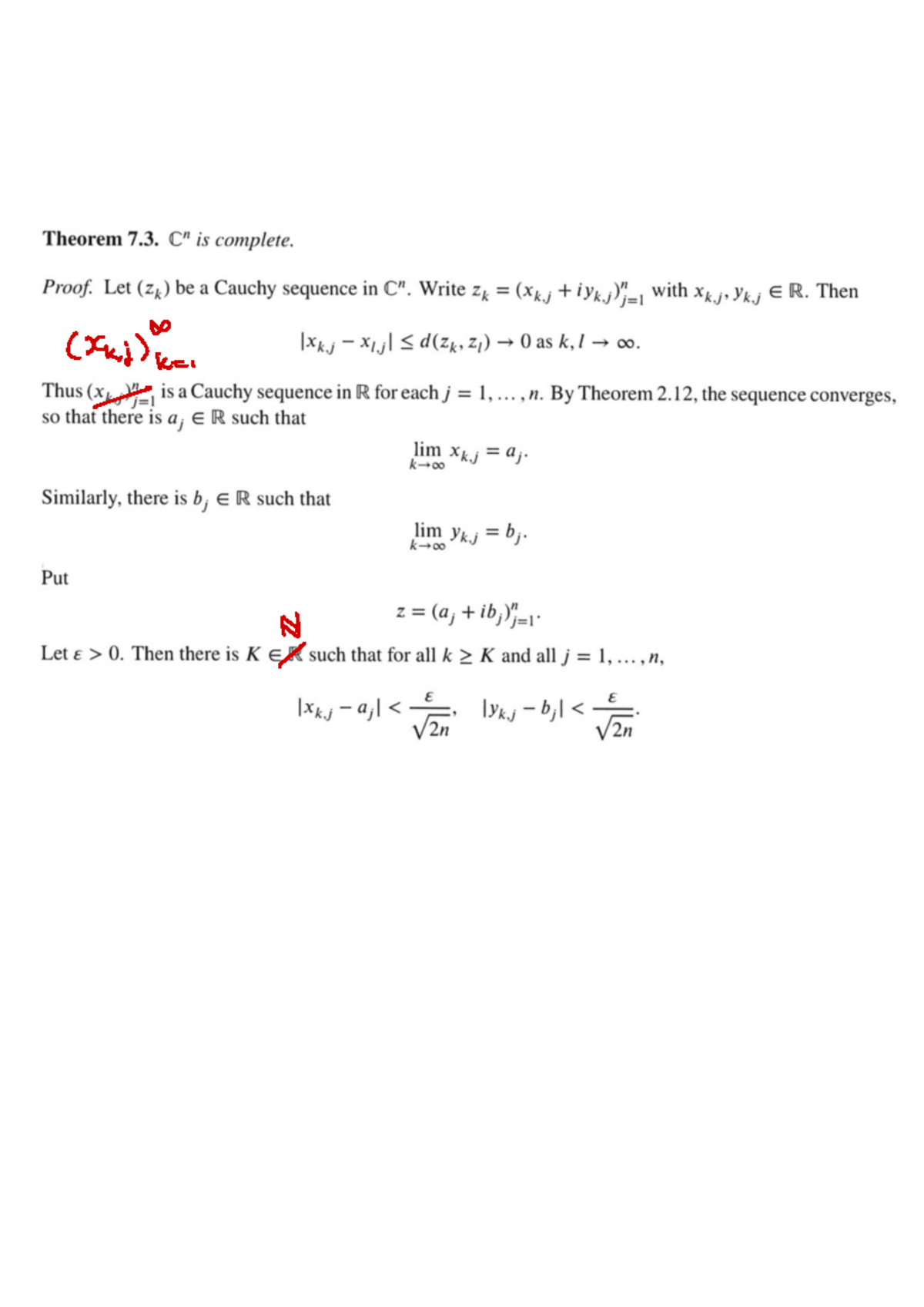 MATH2016 - Theorem 7.3: Completeness of Cⁿ and Proof - Studocu