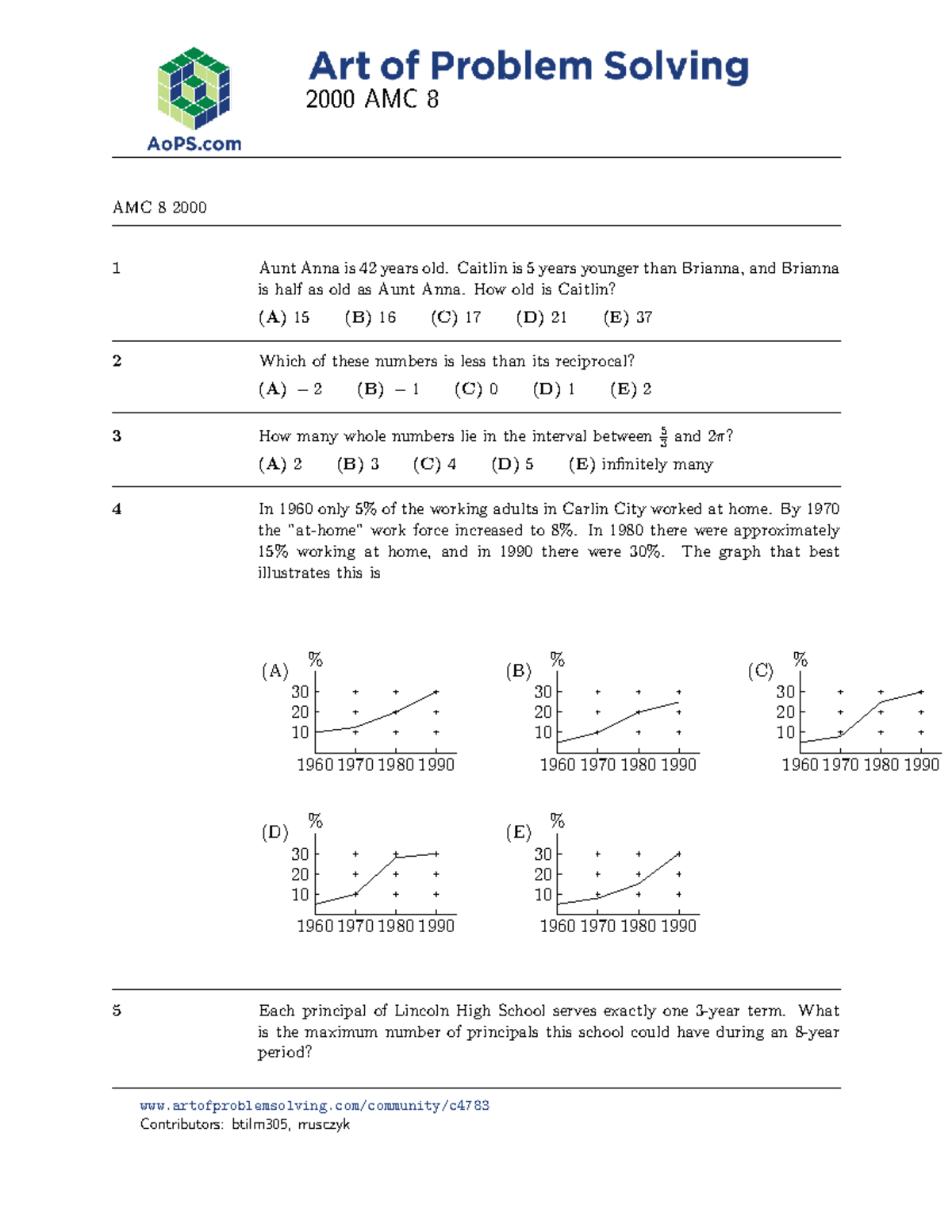 2000 AMC 8 Practice Problems and Solutions - Studocu