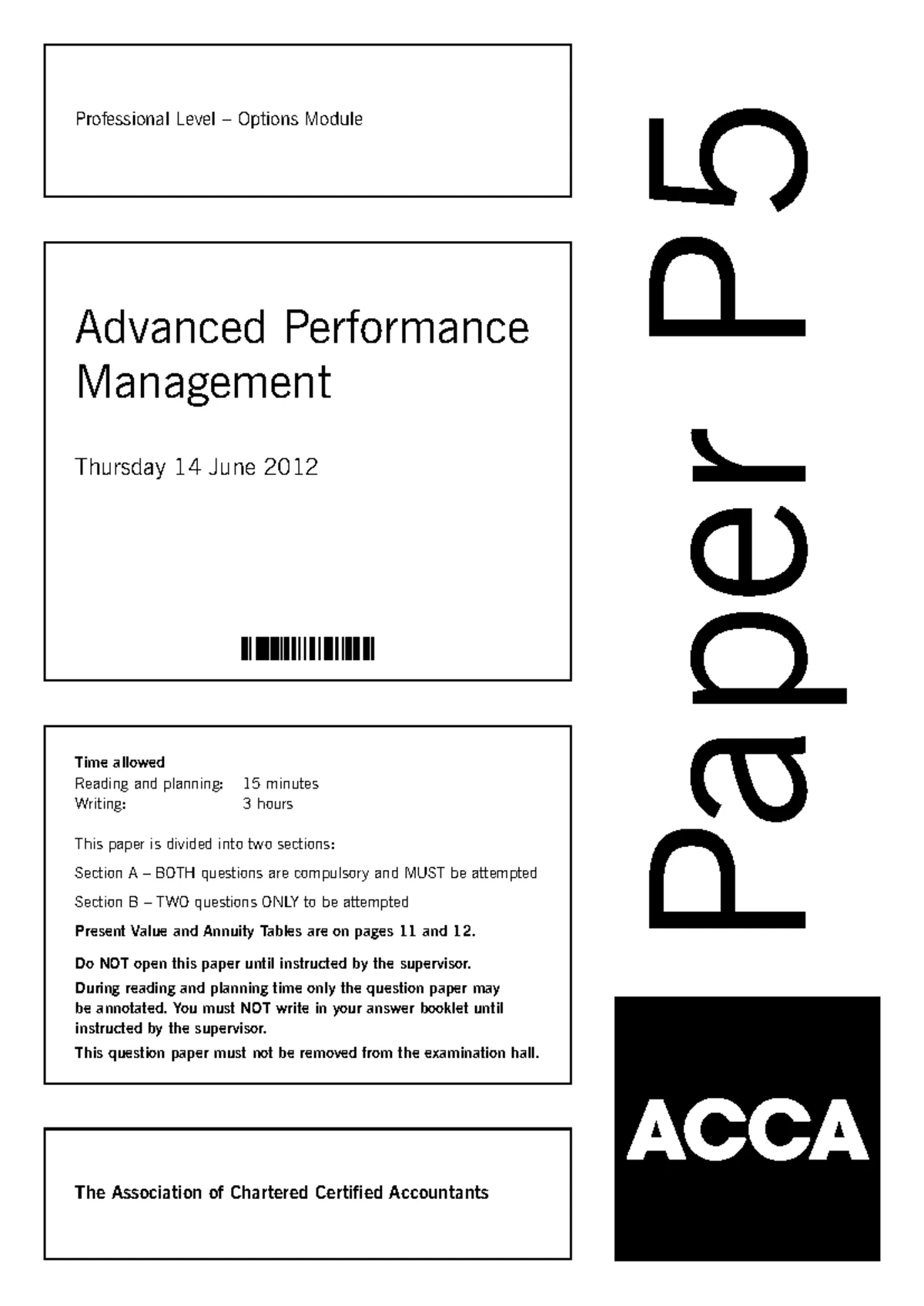 Exam, questions and answers - ACCA F5 Workbook Lecture 1 Activity Based Costing mapitaccountancy ...