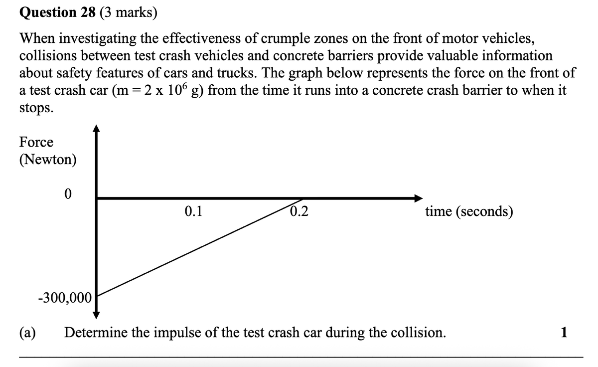 Physics Question: Impulse Analysis of Vehicle Crashes (3 Marks) - Studocu