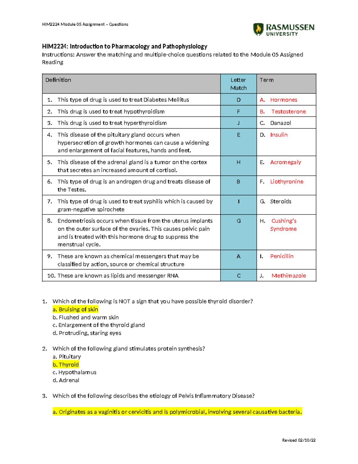 Module 05 Assignment Questions - HIM2224 Module 05 Assignment ...