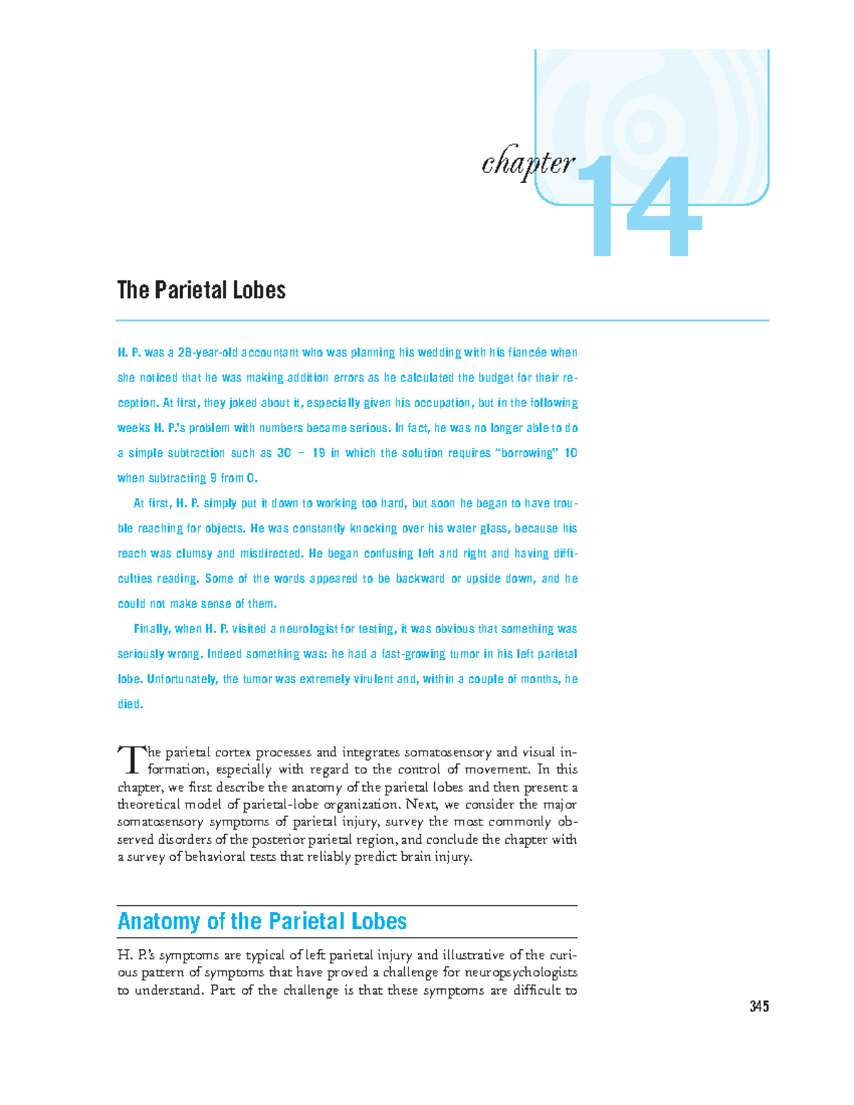 The Parietal Lobes - Bdbbsbs - 345 The Parietal Lobes H. P. was a 28 ...