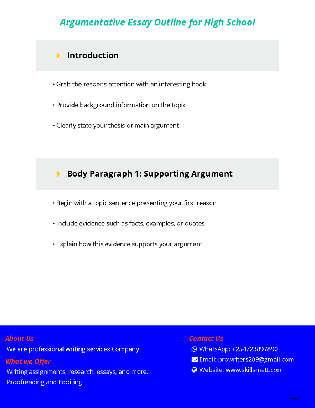 Argumentative-essay-outline - Argumentative Essay Outline for High ...