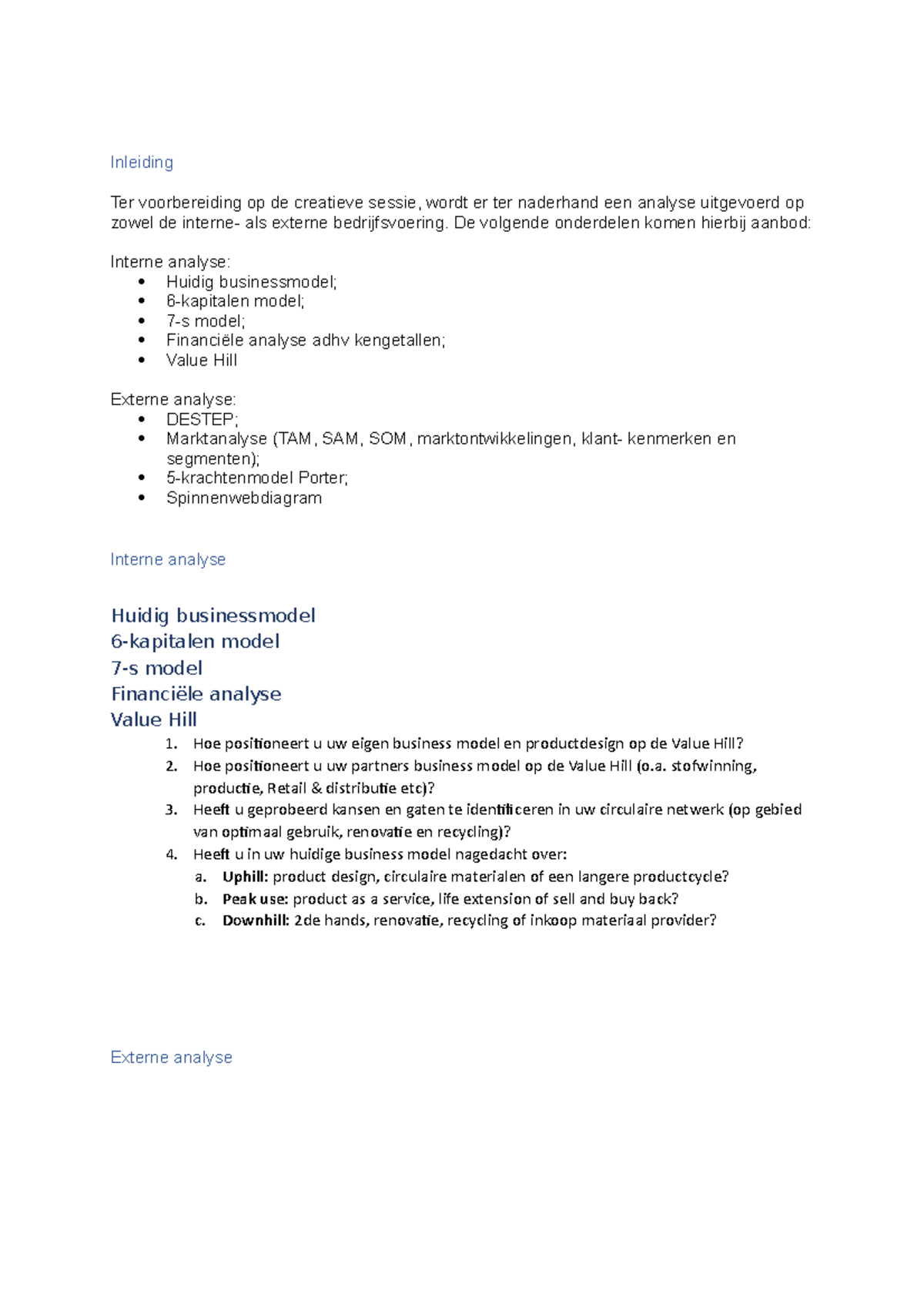Interviewschema new business models - Inleiding Ter voorbereiding op de ...