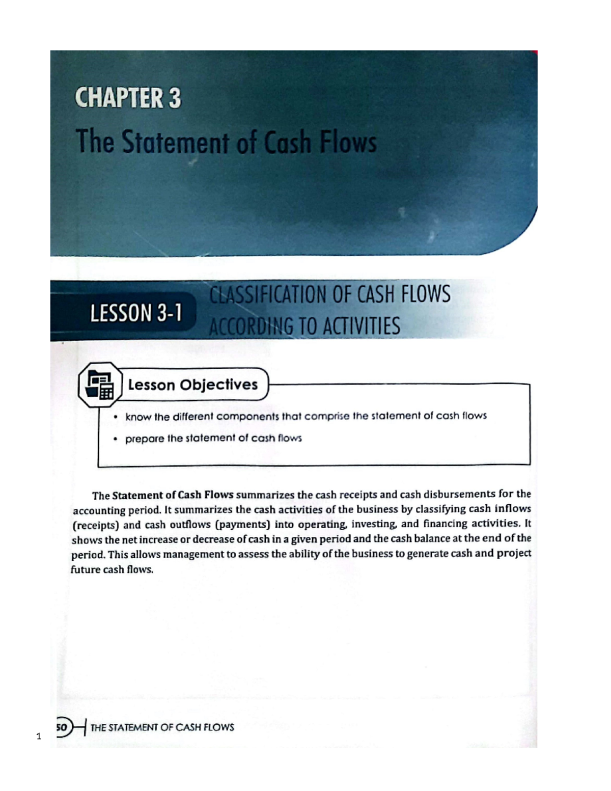 CHAPTER 3: Statement of Cash Flows Classification & Components Lesson ...