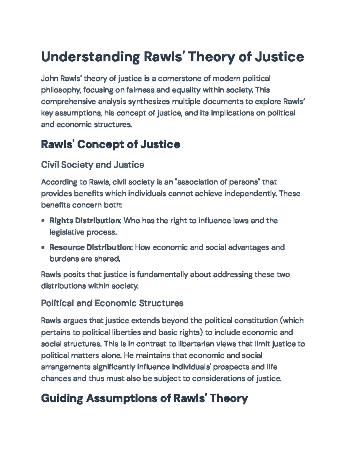 Understanding Rawls' Theory of Justice: Fairness & Inequality Analysis ...