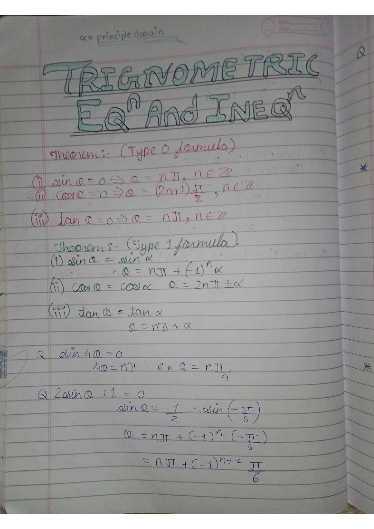Trigonometry (MATH101) Final Exam Notes: Equations & Inequalities - Studocu