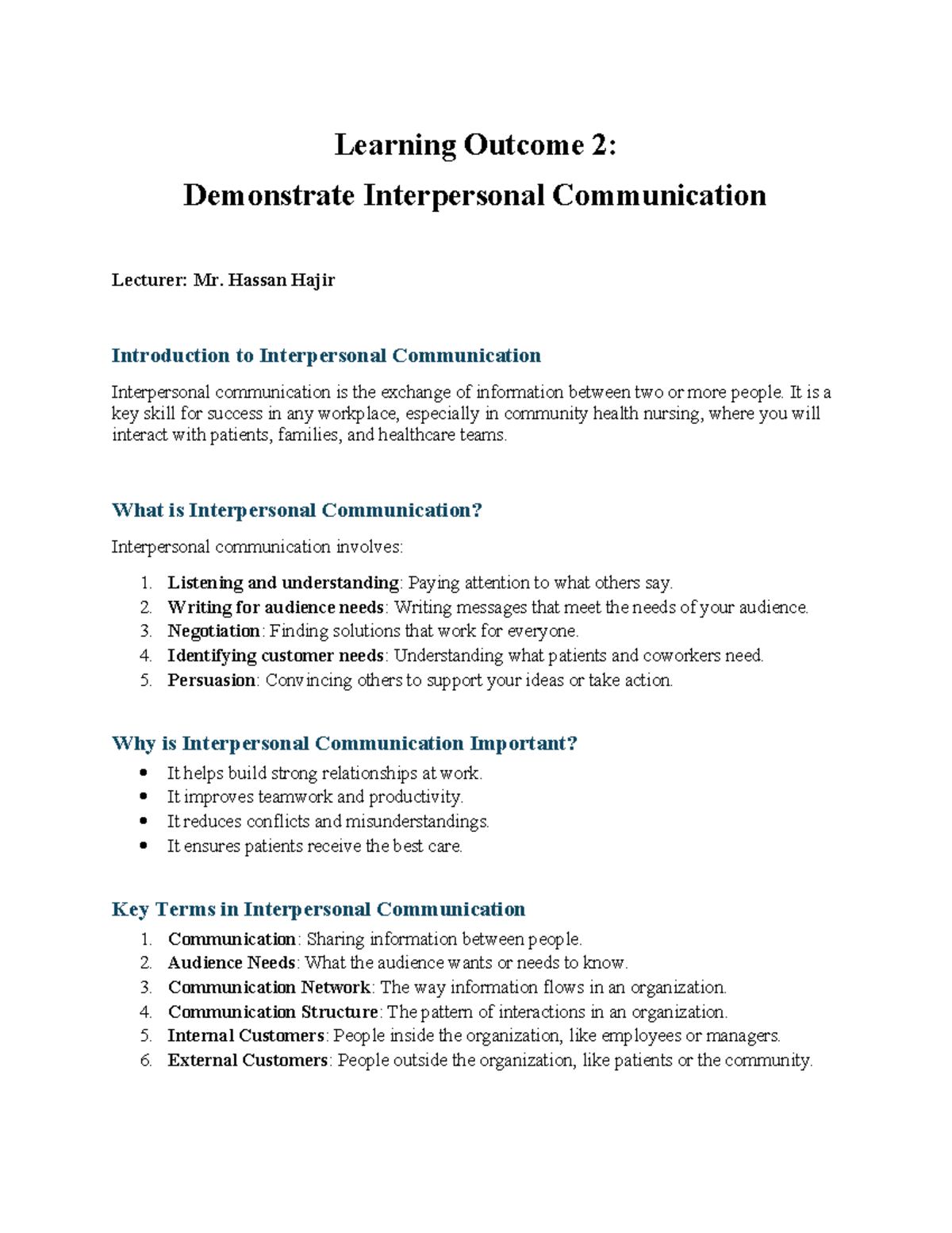Interpersonal Communication Skills: Key Concepts for Employability (02 ...