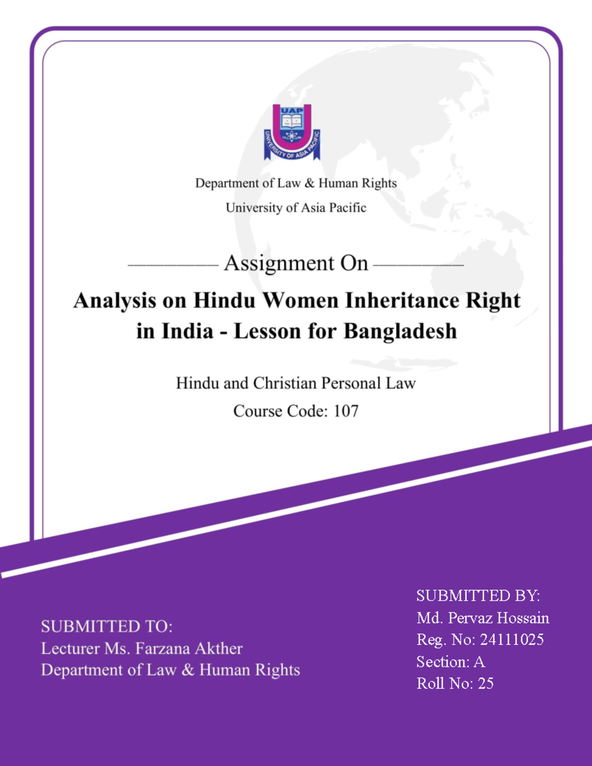 Hindu Law Assignment: Inheritance Rights and Gender Equality Reforms ...