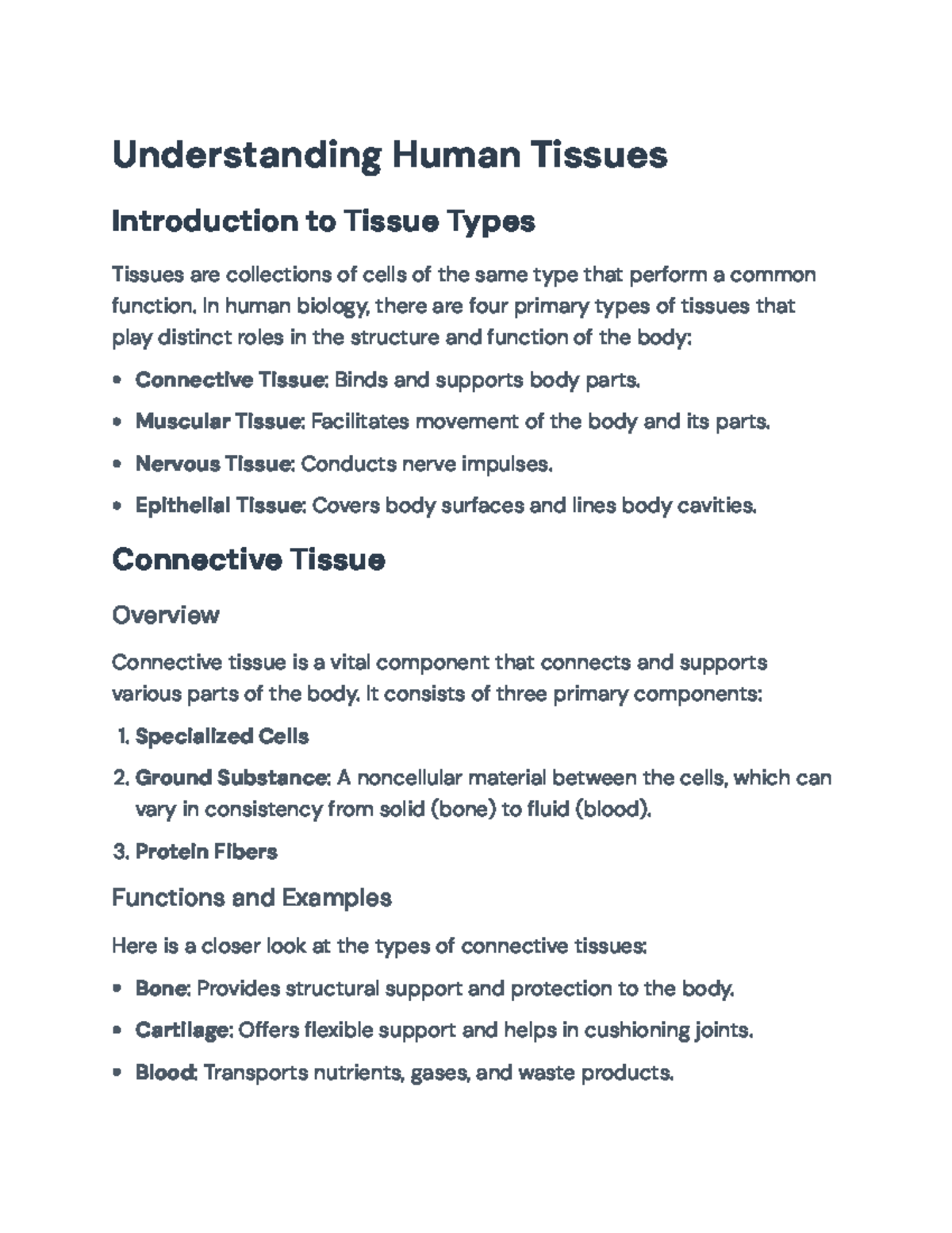 Understanding Human Tissues: Types & Functions of Tissues in Biology ...