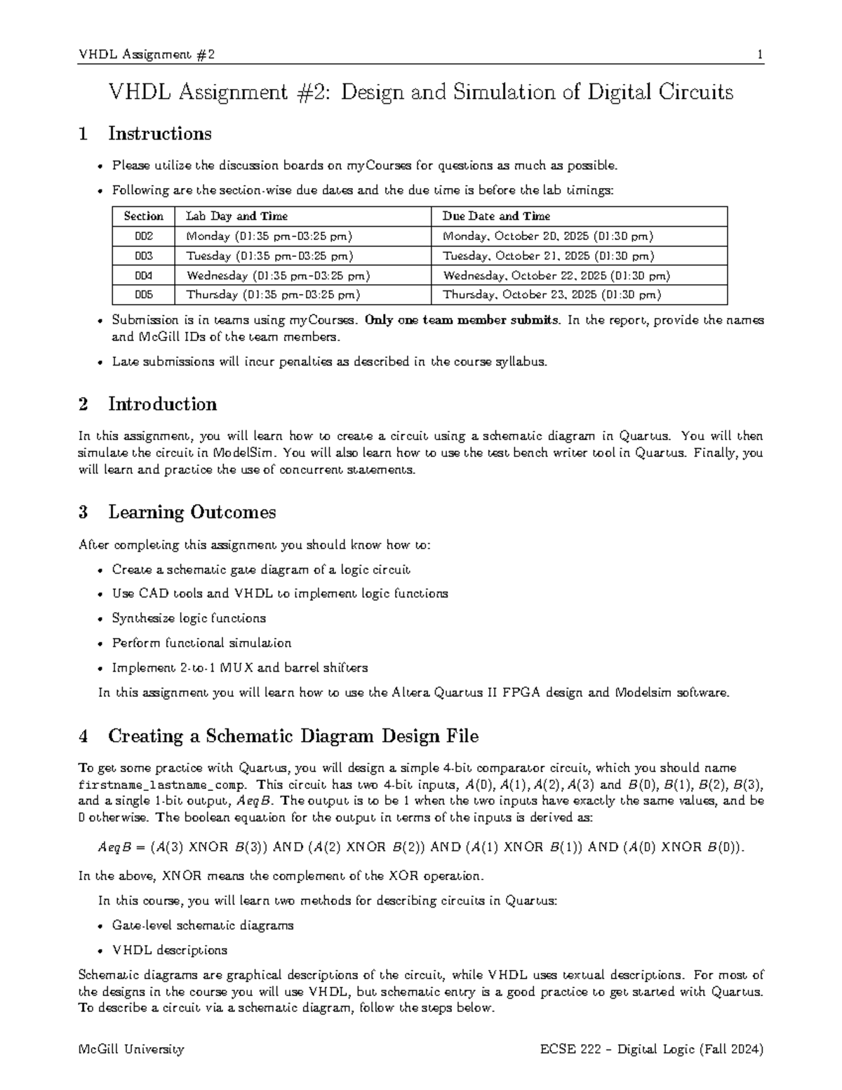 VHDL Assignment 2: Design & Simulation of Digital Circuits (Fall 2025) - Studocu