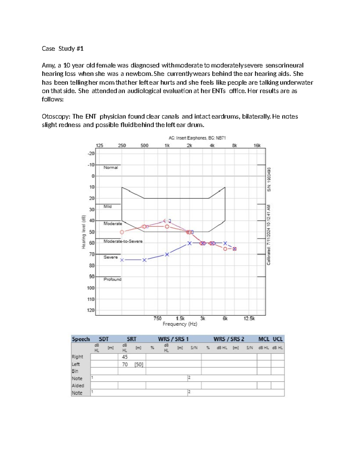 Week 3 Case Studies - Audiological Evaluations and Findings - Studocu