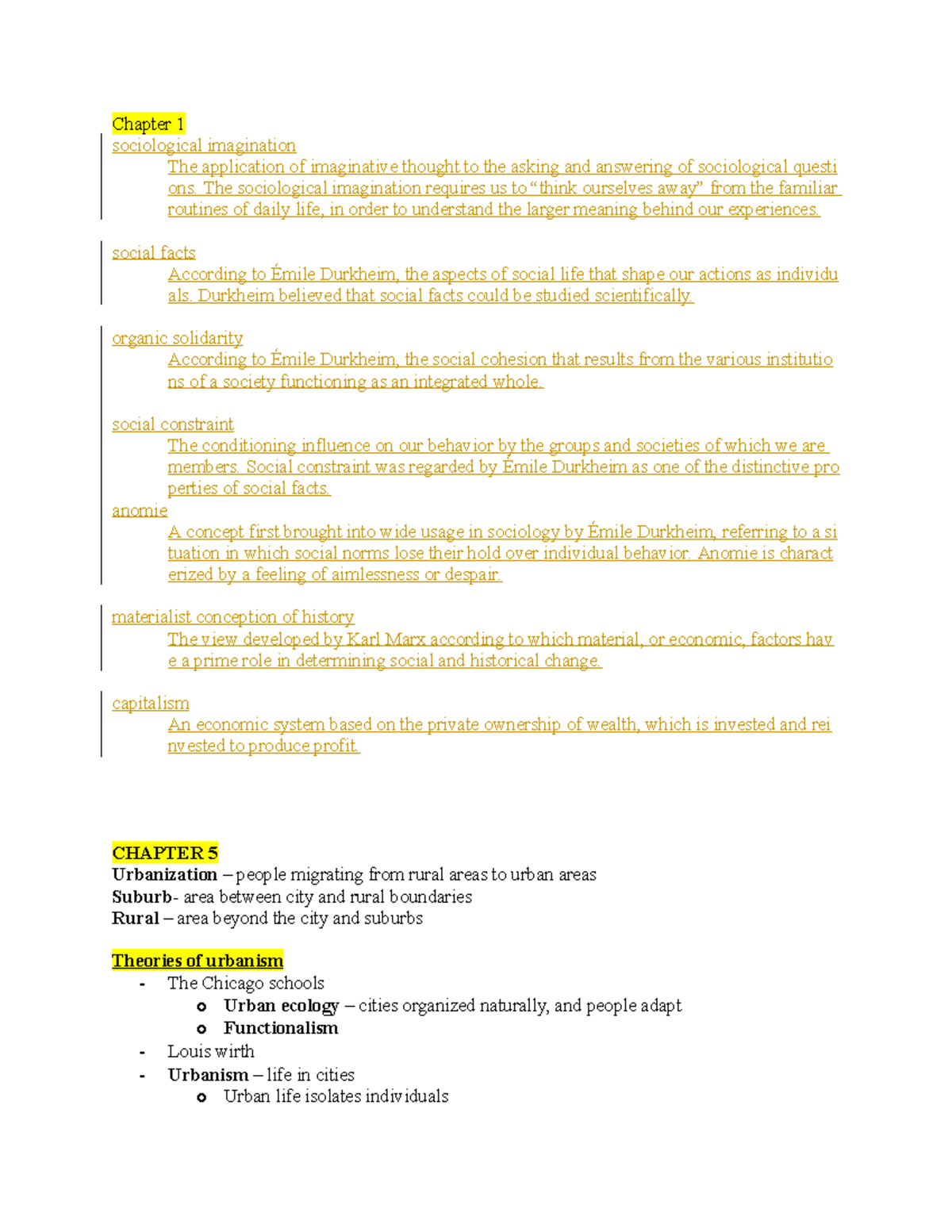 Sociology Notes - Overview of Chapters 1 to 9 - Studocu