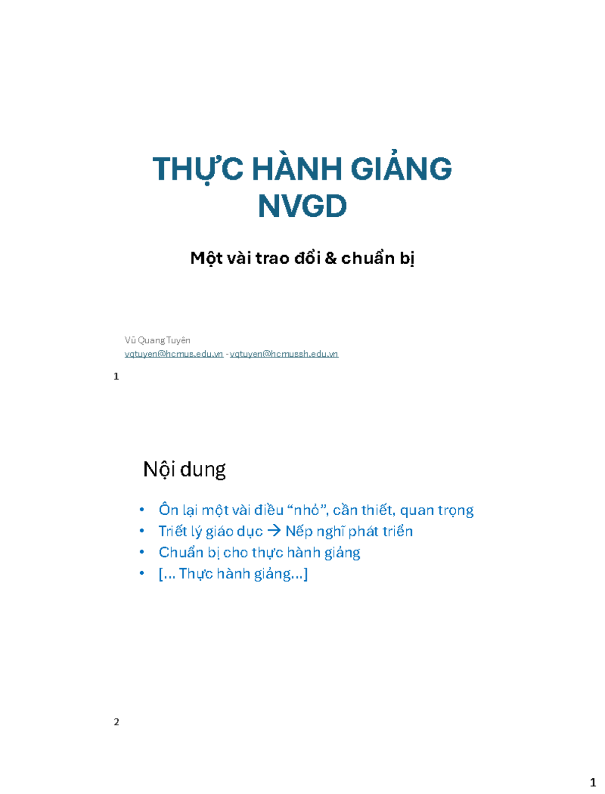 THỰC HÀNH GIẢNG NVGD-2026-TL: Chuẩn Bị và Triết Lý Giáo Dục - Studocu