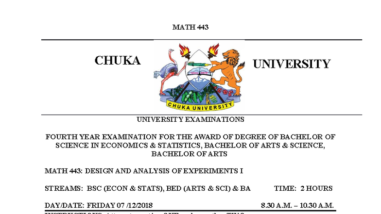 MATH 443: Design and Analysis of Experiments - Final Exam Notes - Studocu