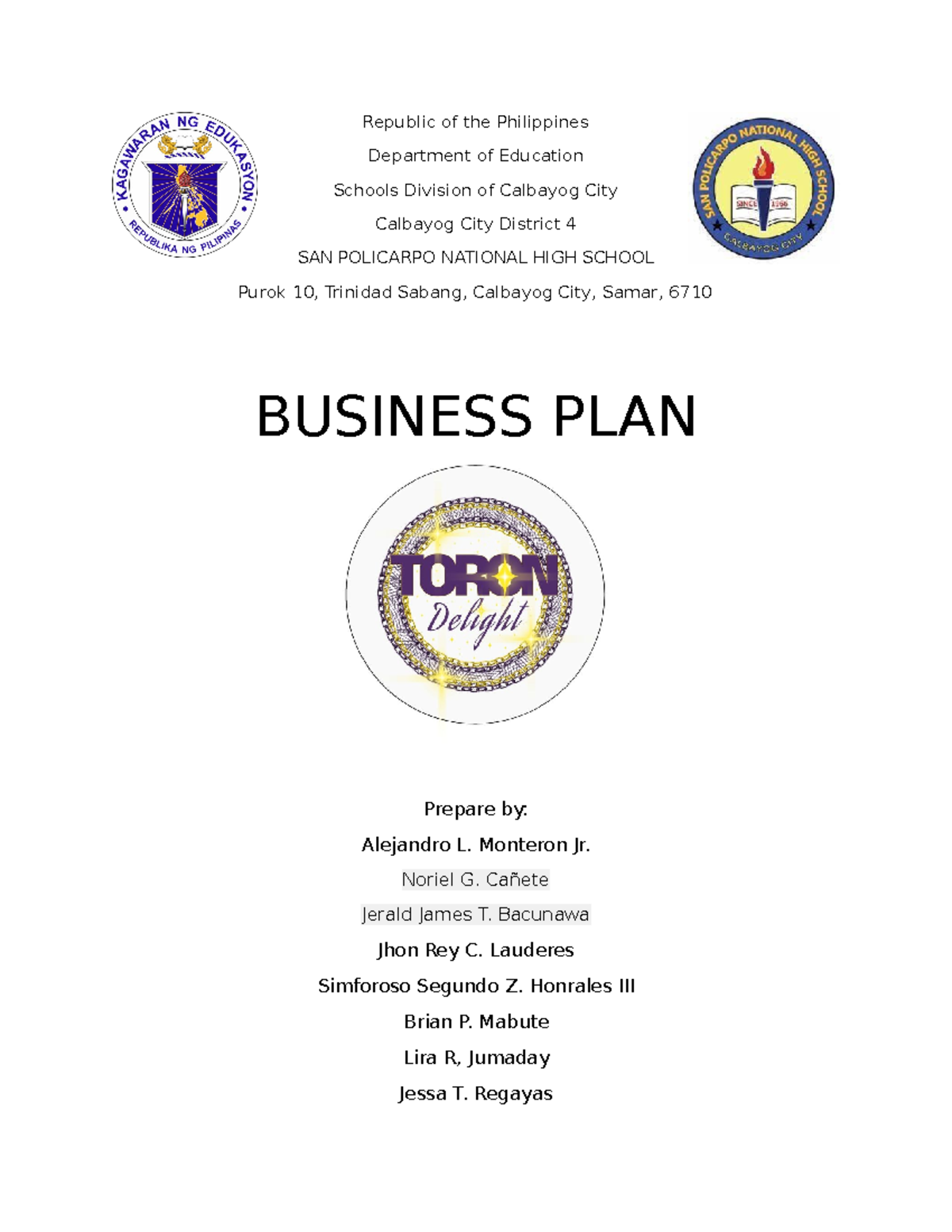 Grade 11 Business Plan: Ube Bliss Delight and Marketing Strategy - Studocu