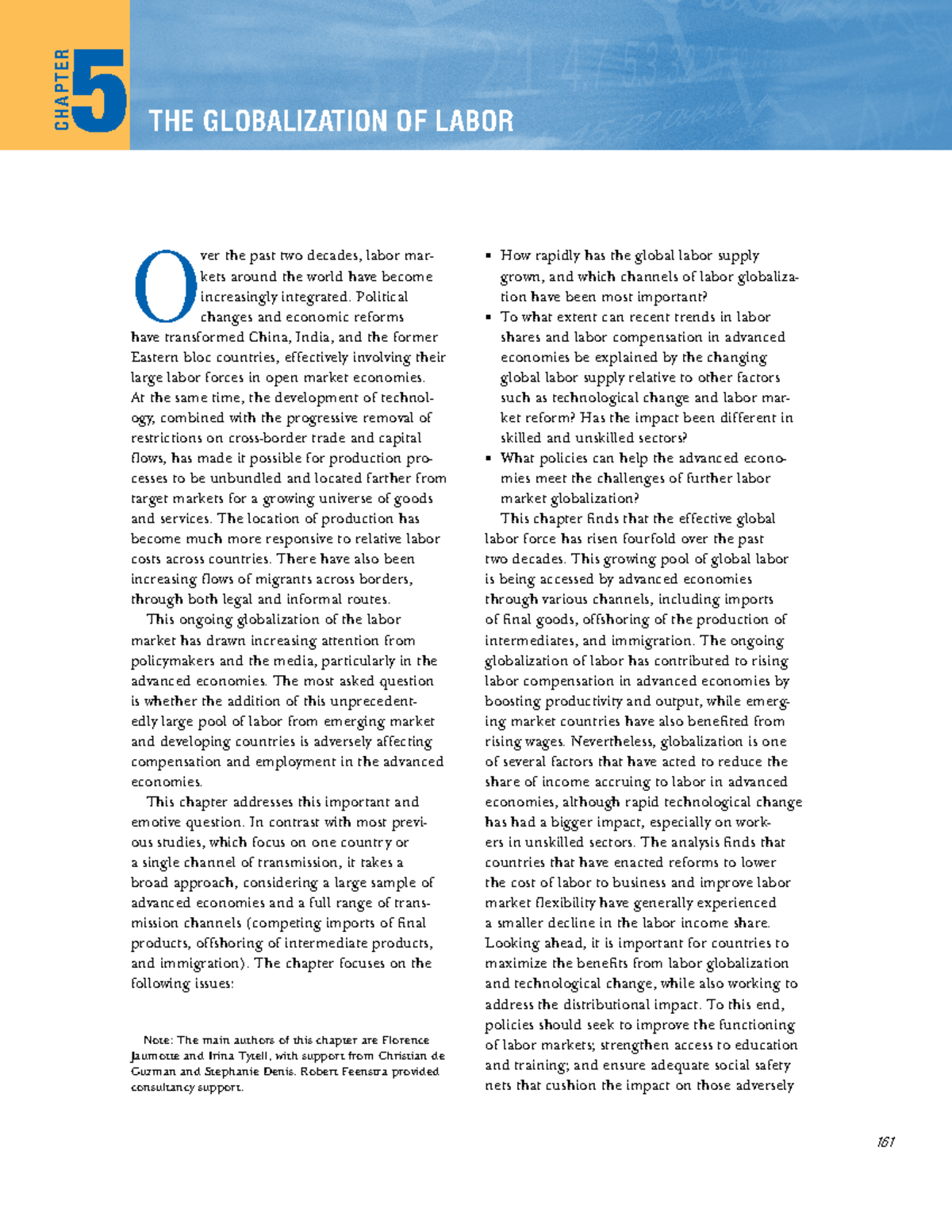 Chapter 5: The Globalization of Labor - Impacts and Policy Responses ...