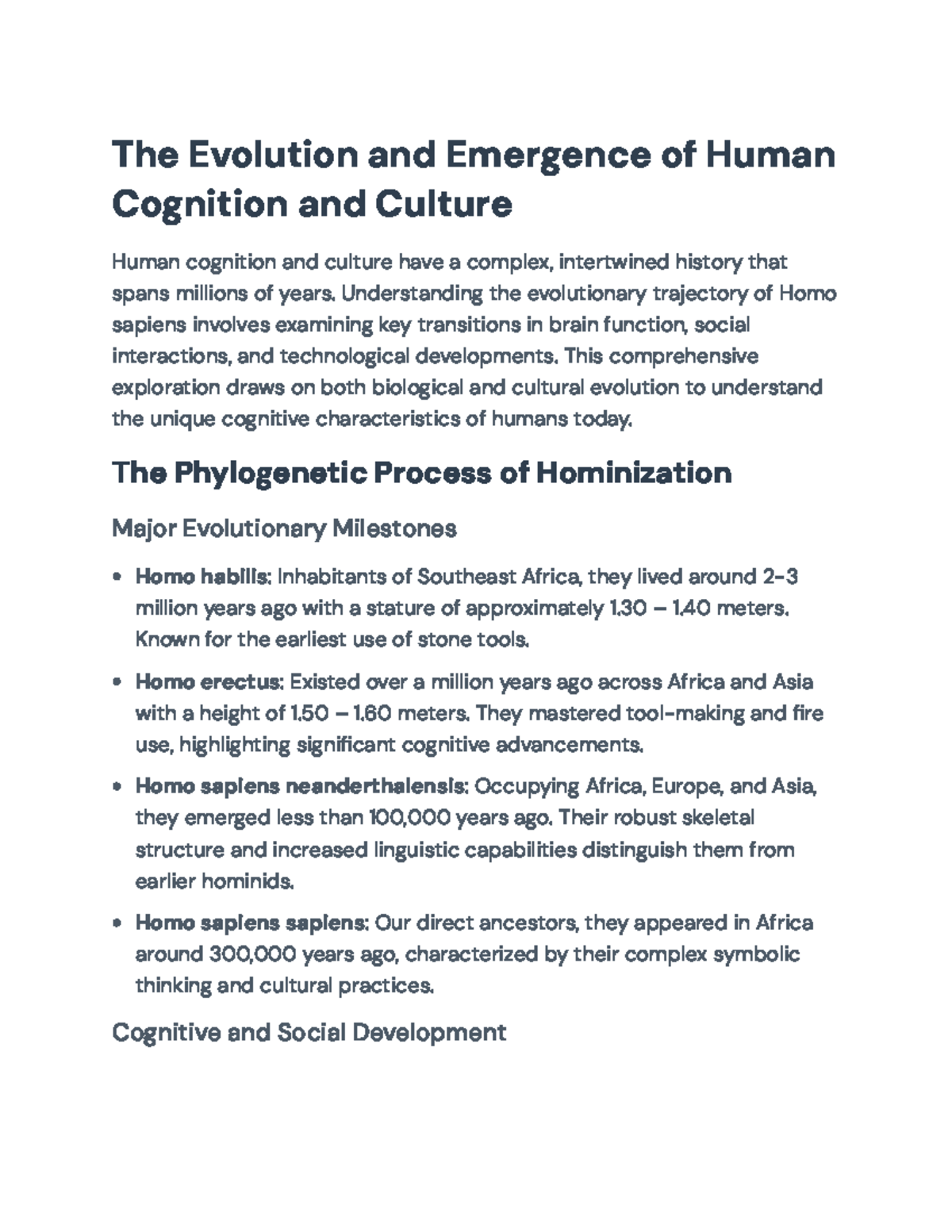 Human Cognition and Cultural Evolution: A Comprehensive Overview - The ...