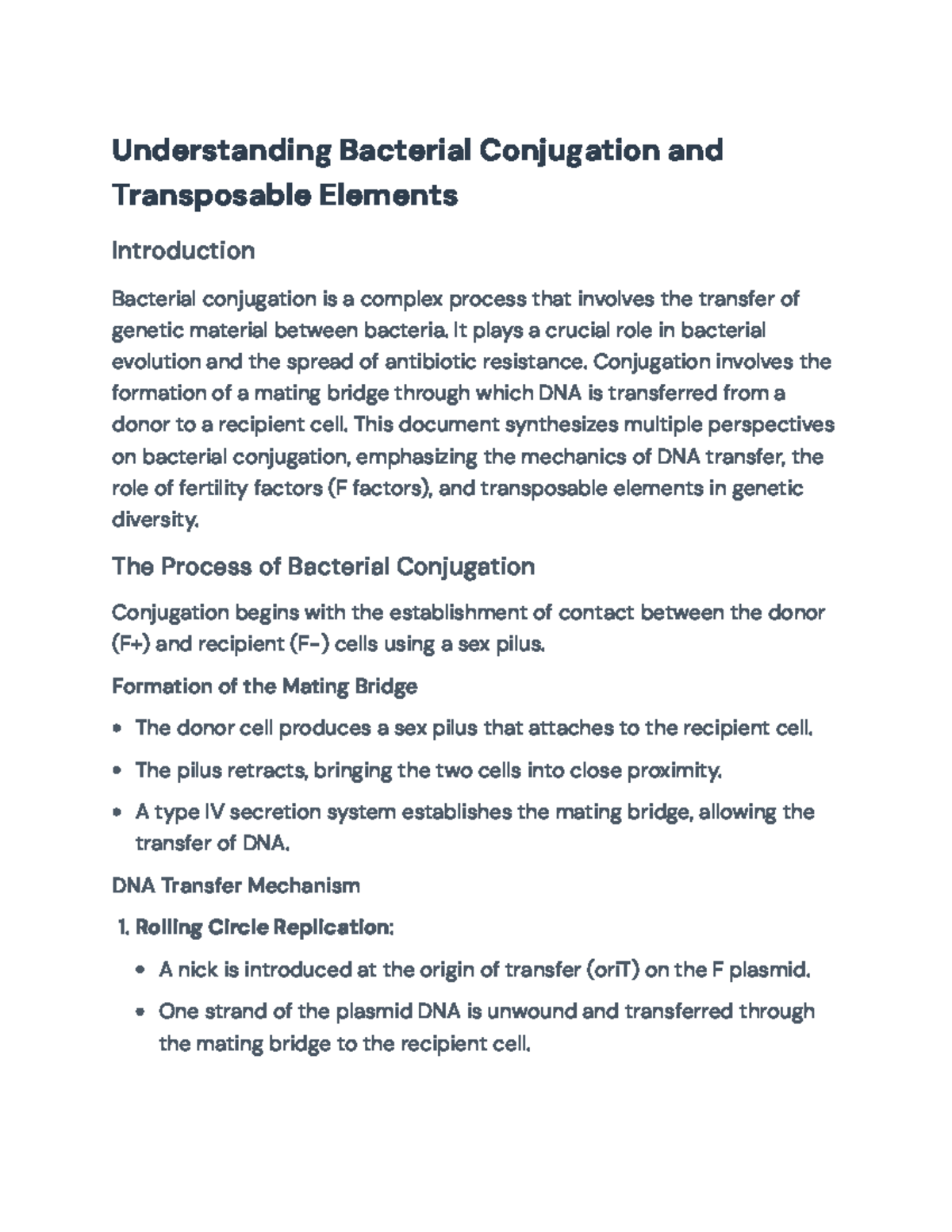 Bacterial Conjugation & Transposable Elements: Mechanisms & Impacts ...