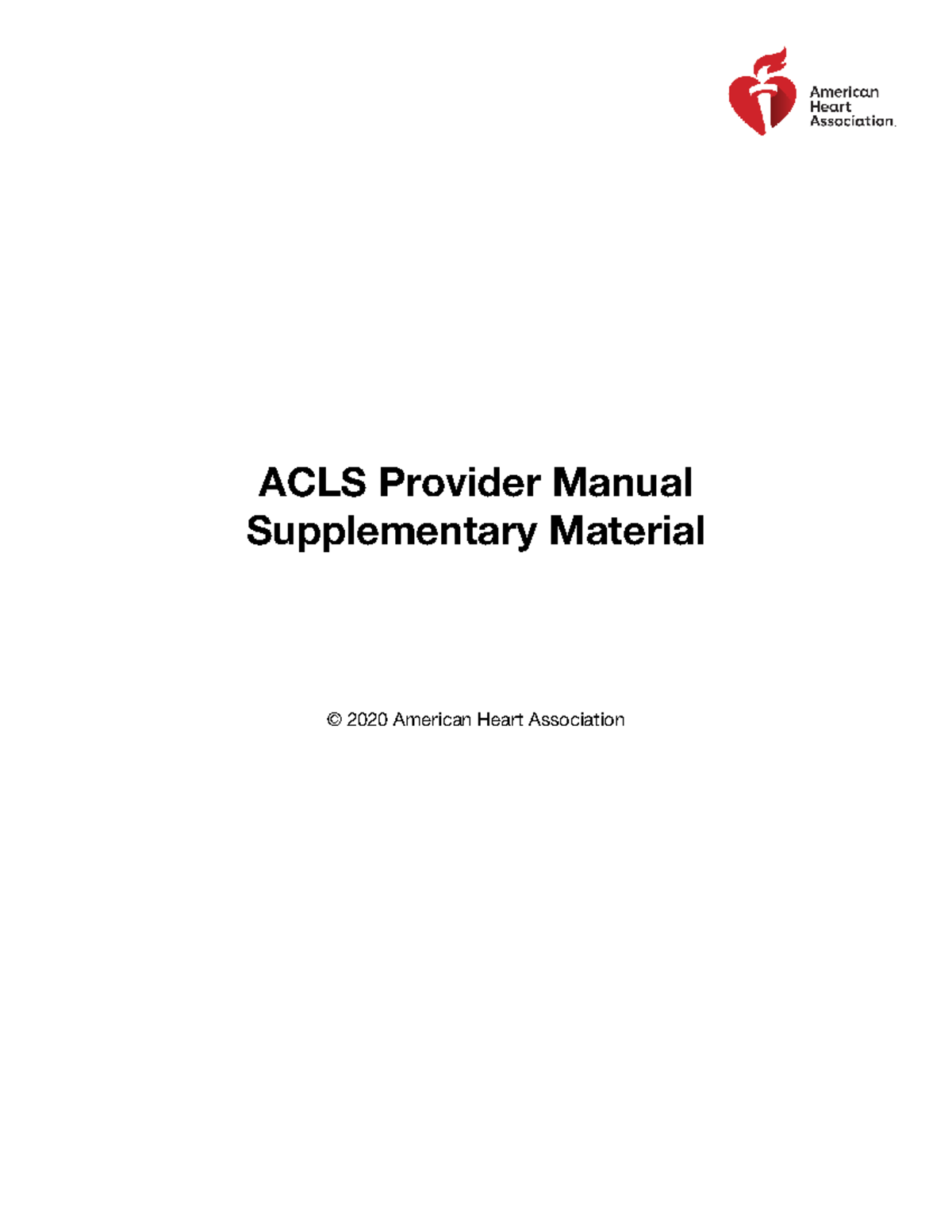 ACLS 2020 Provider Manual Supplement: Key Concepts and Techniques - Studocu