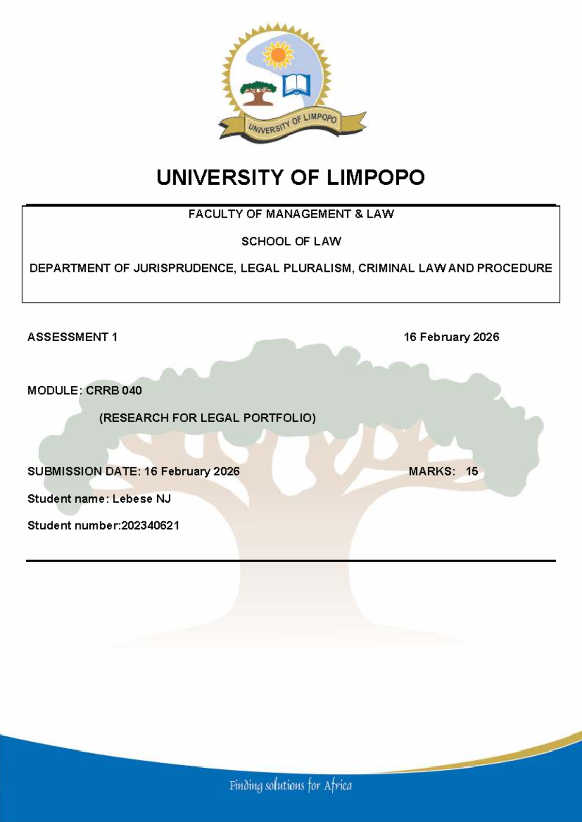 CRRB 040 Assessment 1: Bail Application for Peter Molapo (2026) - Studocu