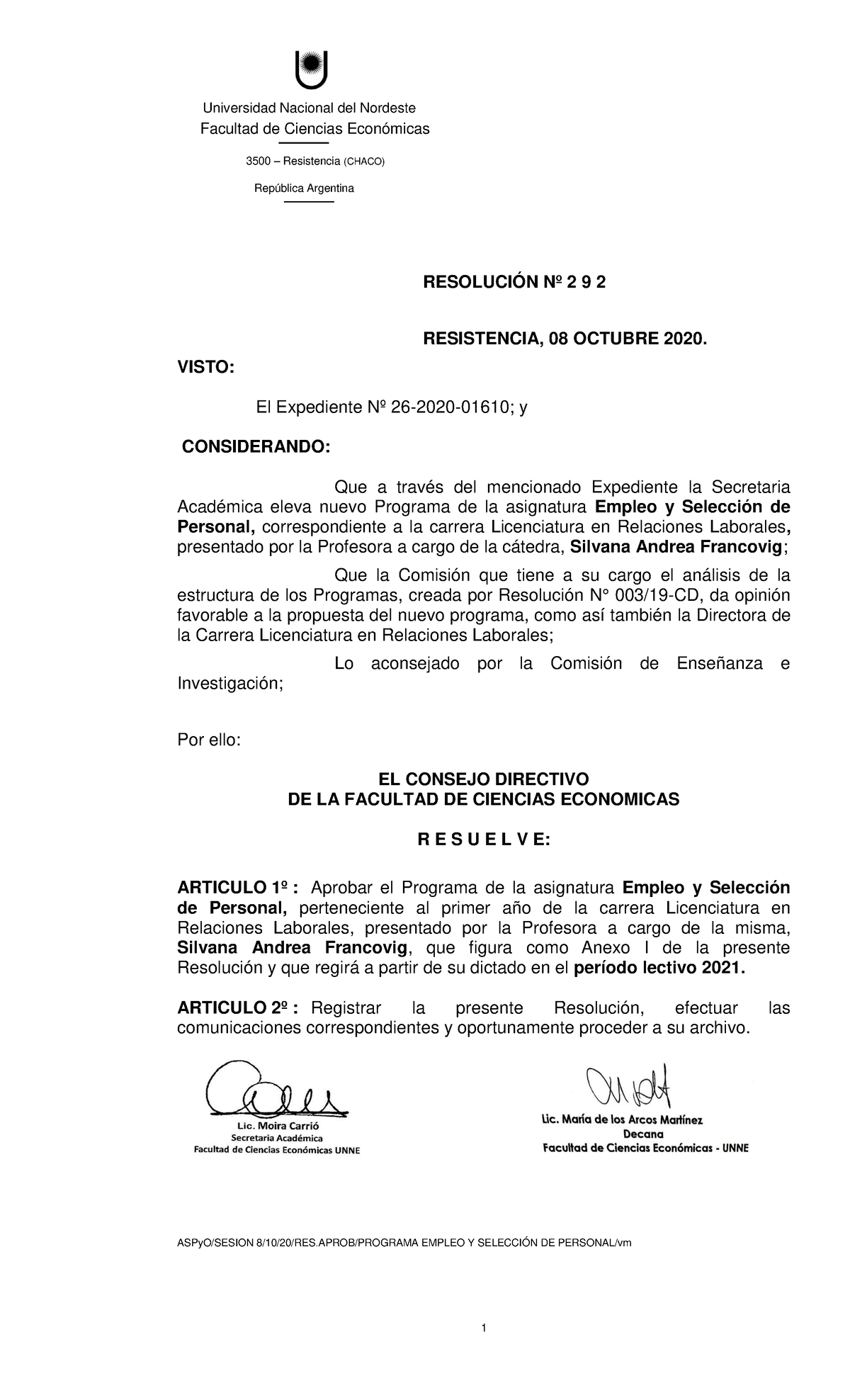 Programa de Empleo y Selección de Personal - Lic. en Relaciones ...