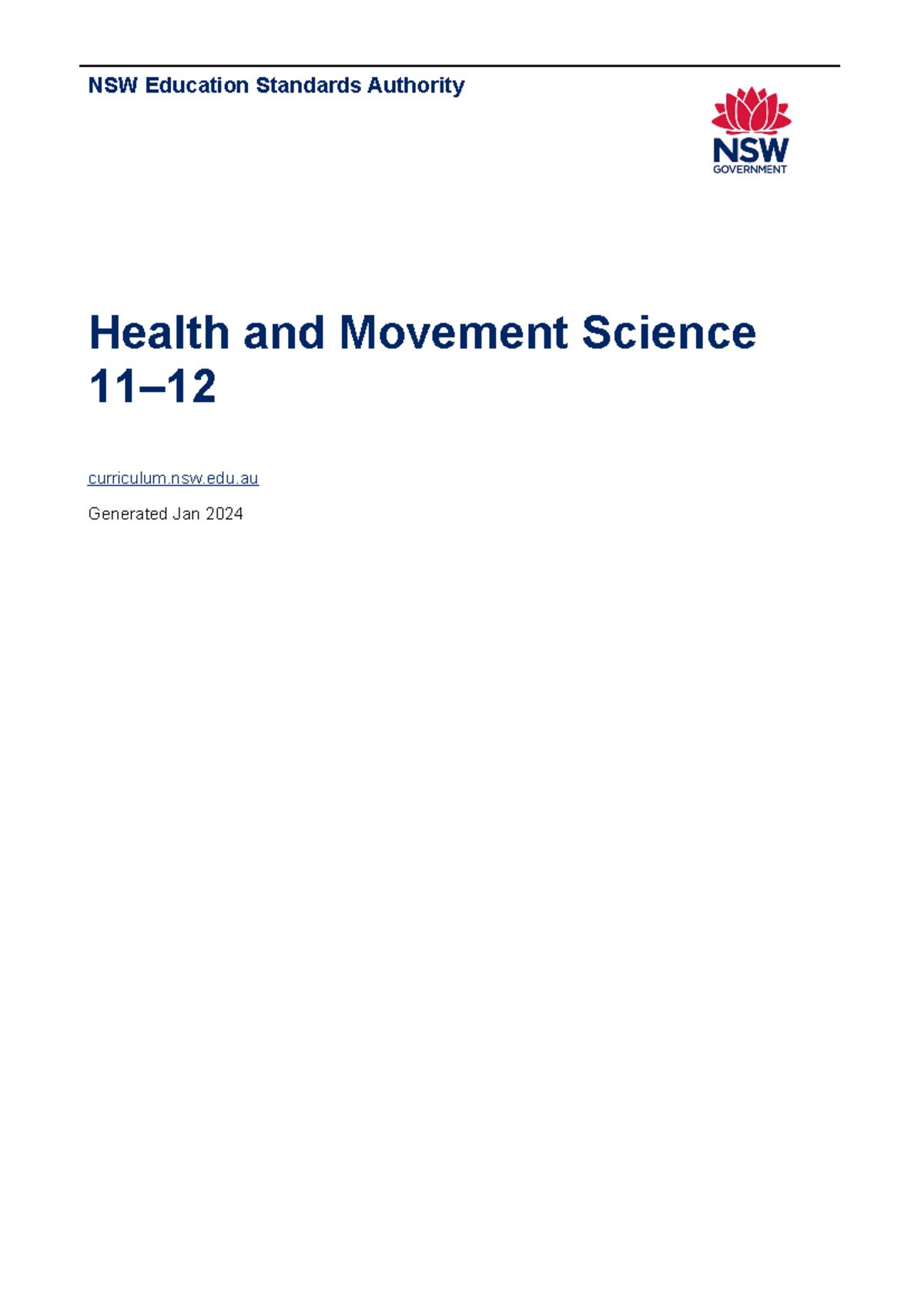 NESA Health and Movement Science 11-12 Syllabus Overview (2023) - Studocu