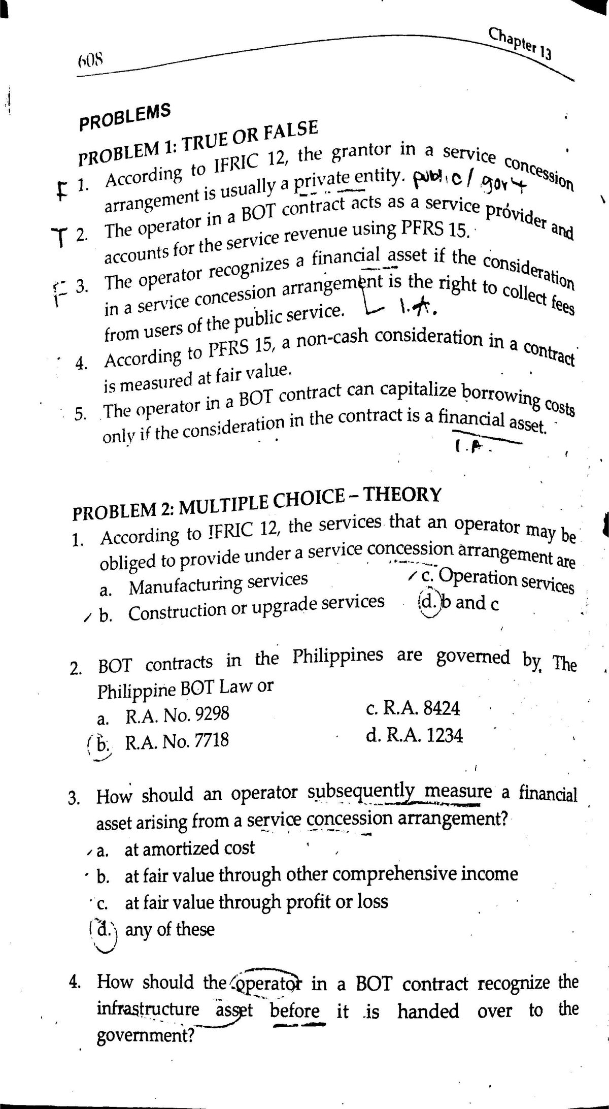 608 Chapter 13 BOT Problems: True/False & Multiple Choice Questions - Studocu