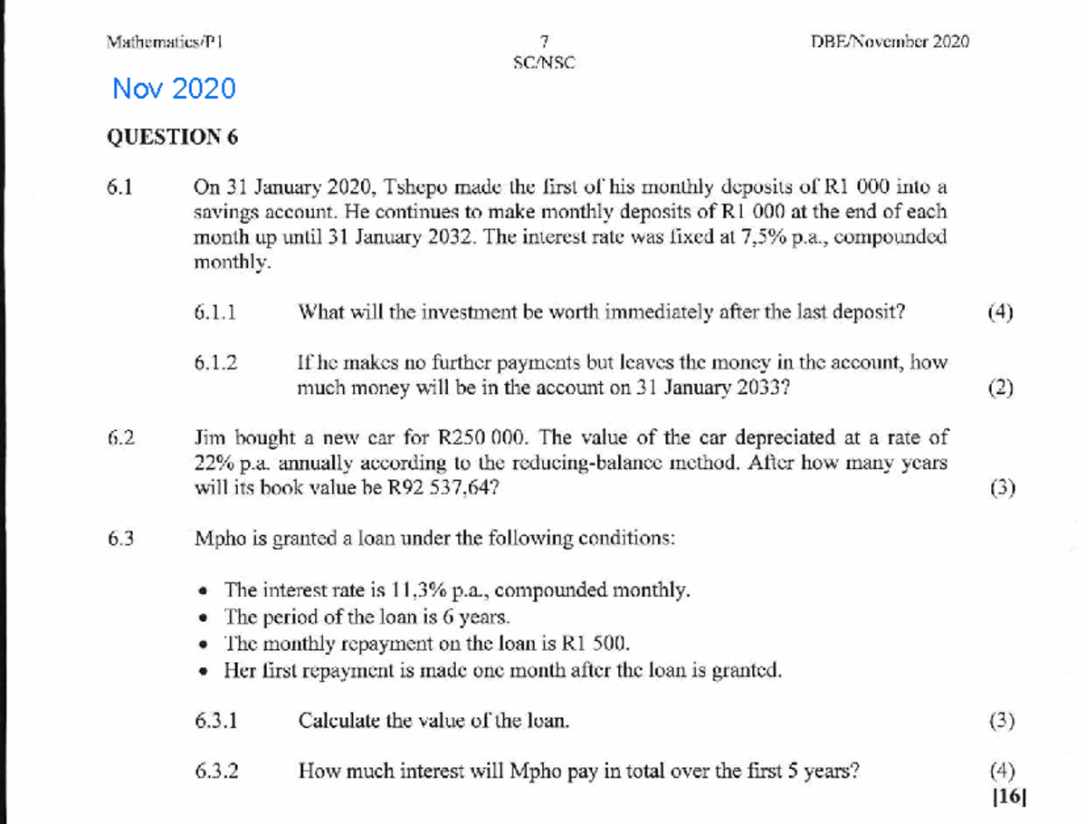Finance 2020-2024: NSC Nov 2022 Practice Questions & Solutions - Studocu