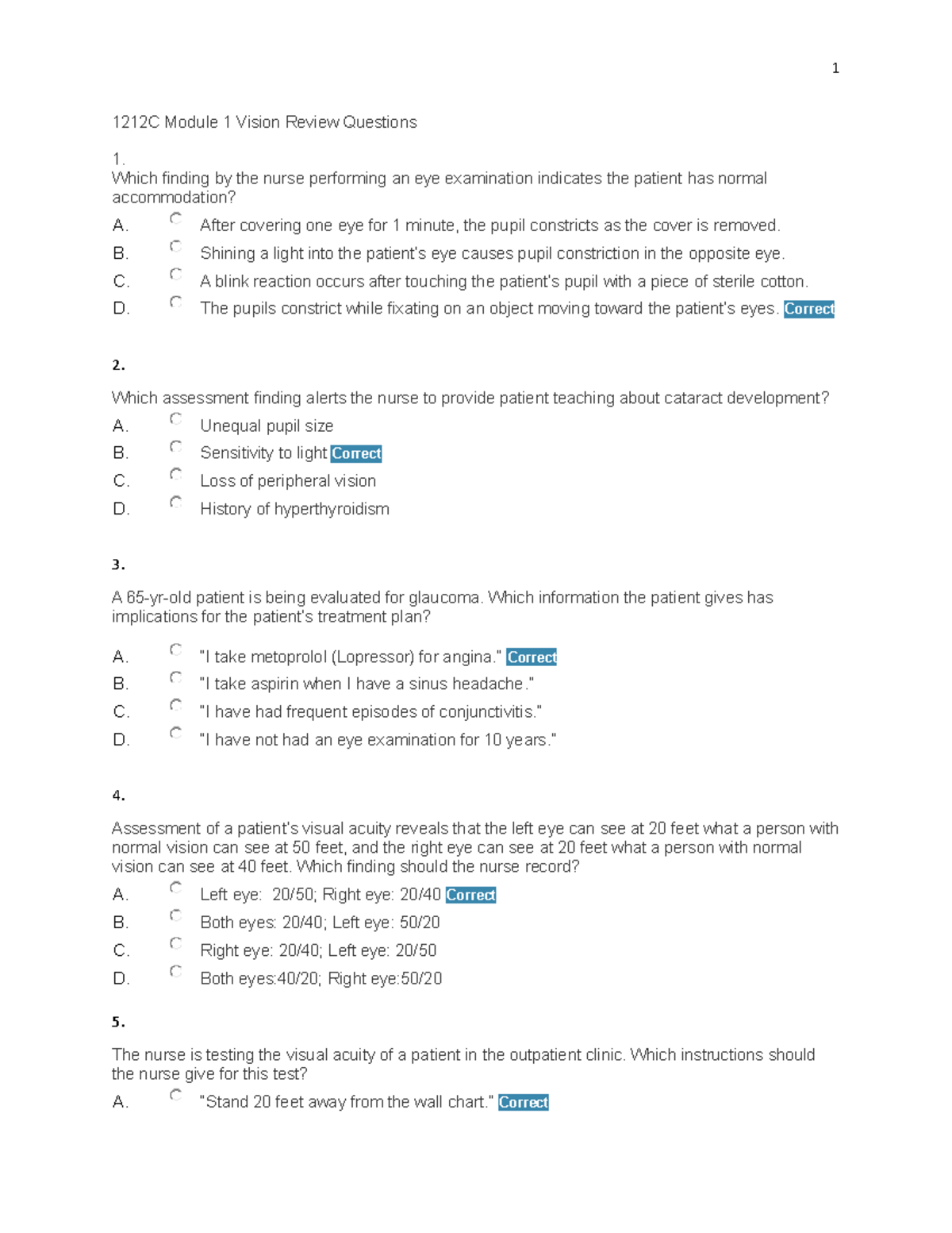 1212C Module 1 Vision Review Q&A: Key Concepts and Answers - Studocu