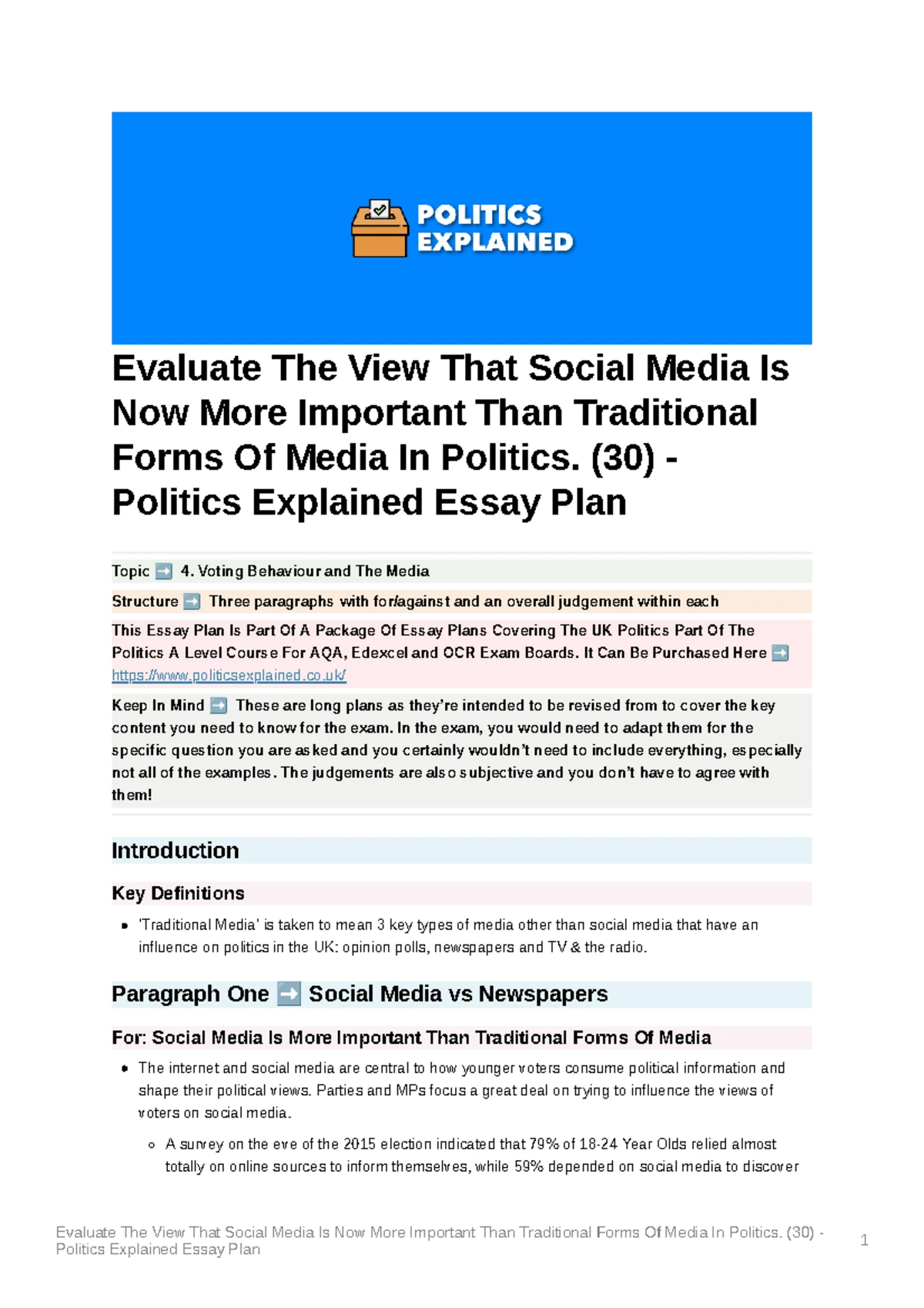 A Level Politics Exemplars: Student Responses - Summer 2022 - Studocu