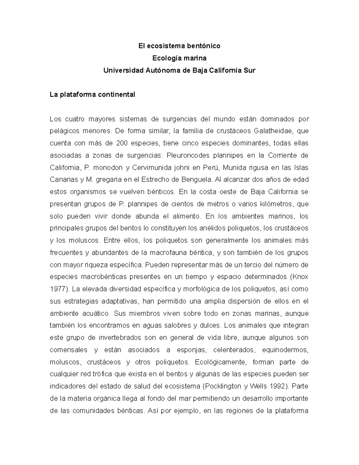 El ecosistema bentónico - El ecosistema marina Universidad de Baja ...