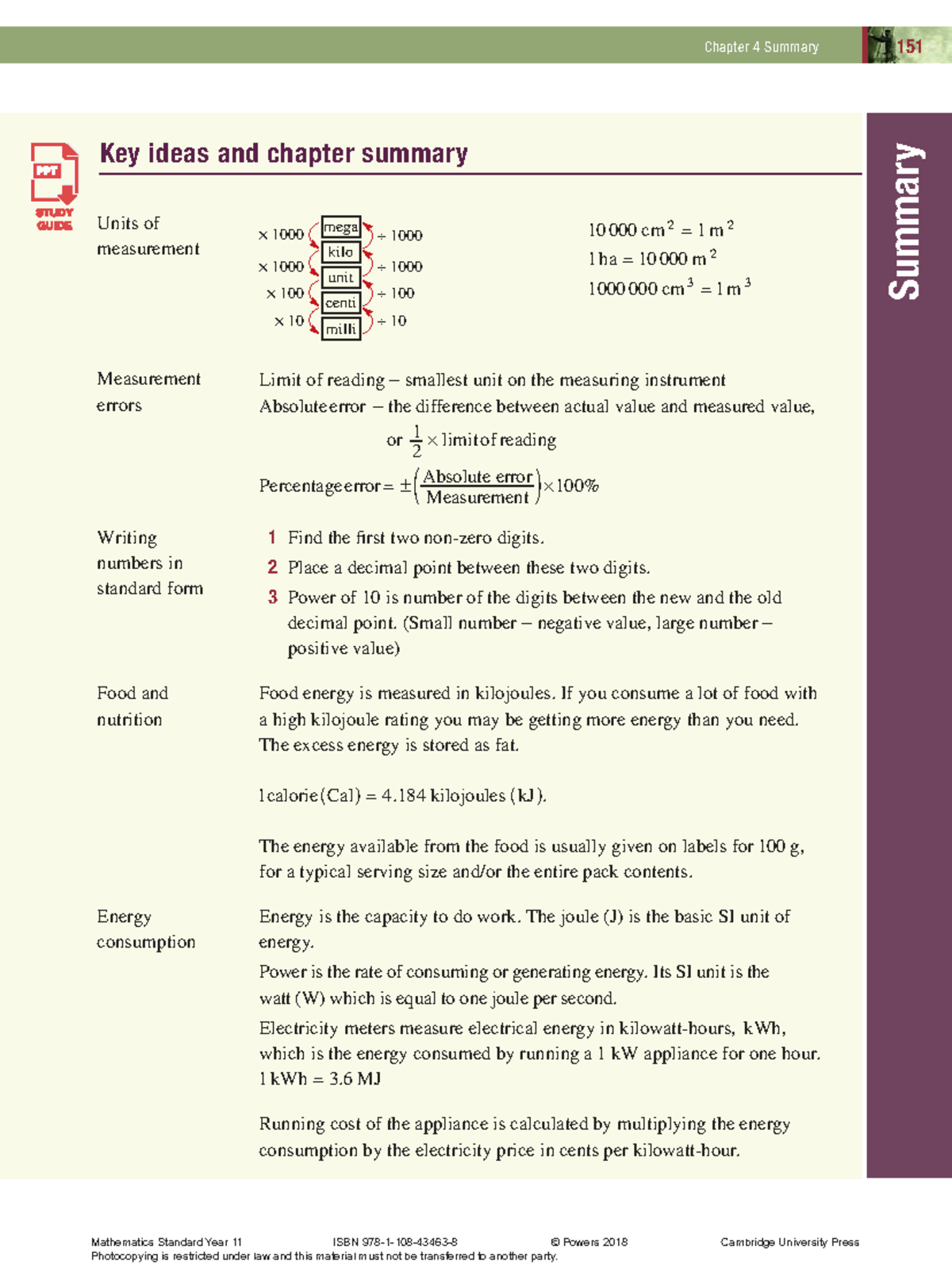 Measurement Summary - Key Concepts and Errors in Units of Measurement - Studocu