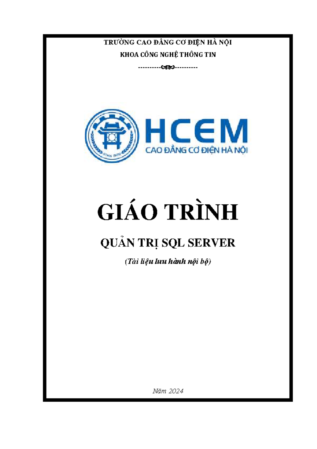 Giáo Trình Quản Trị SQL Server - MD14 (Năm 2024) - Studocu