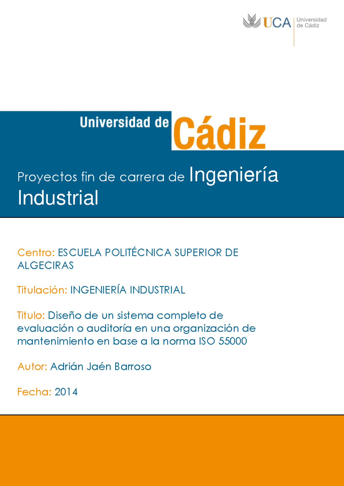Tesis de Ingeniería Industrial: Auditoría ISO 55000 en Mantenimiento ...