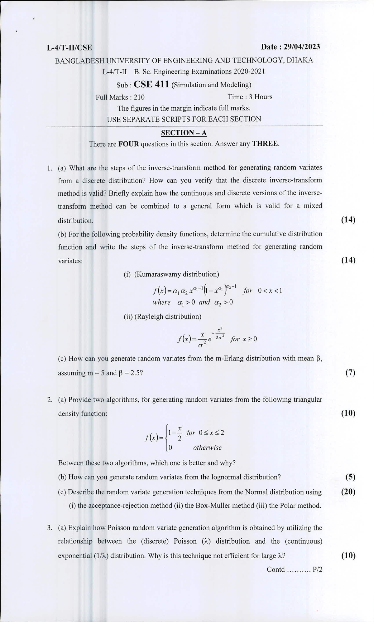 CSE 411: Simulation and Modeling Lecture Notes and Exam Prep - Studocu