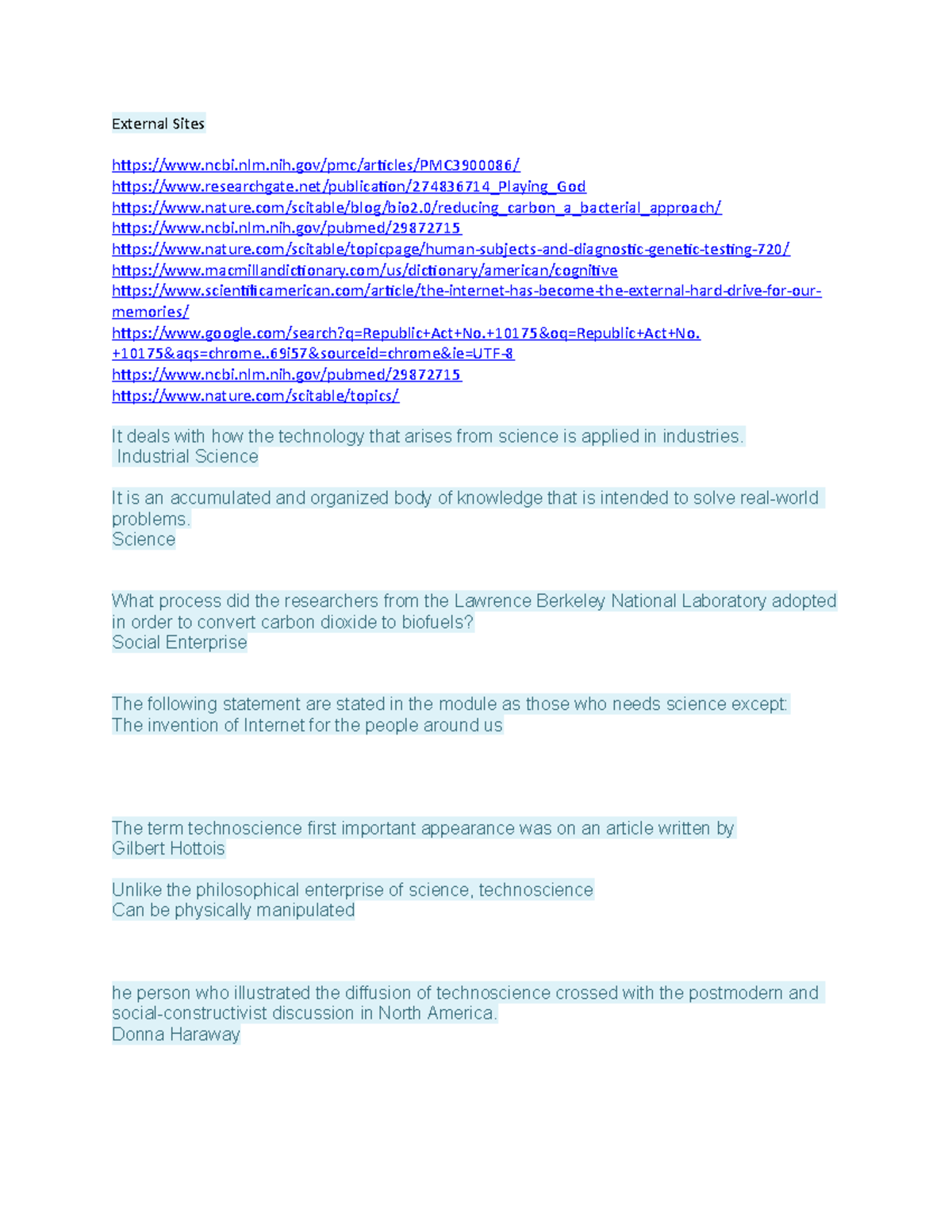 Science Technology & Society STS 101: Updated Final Quiz Notes - Studocu