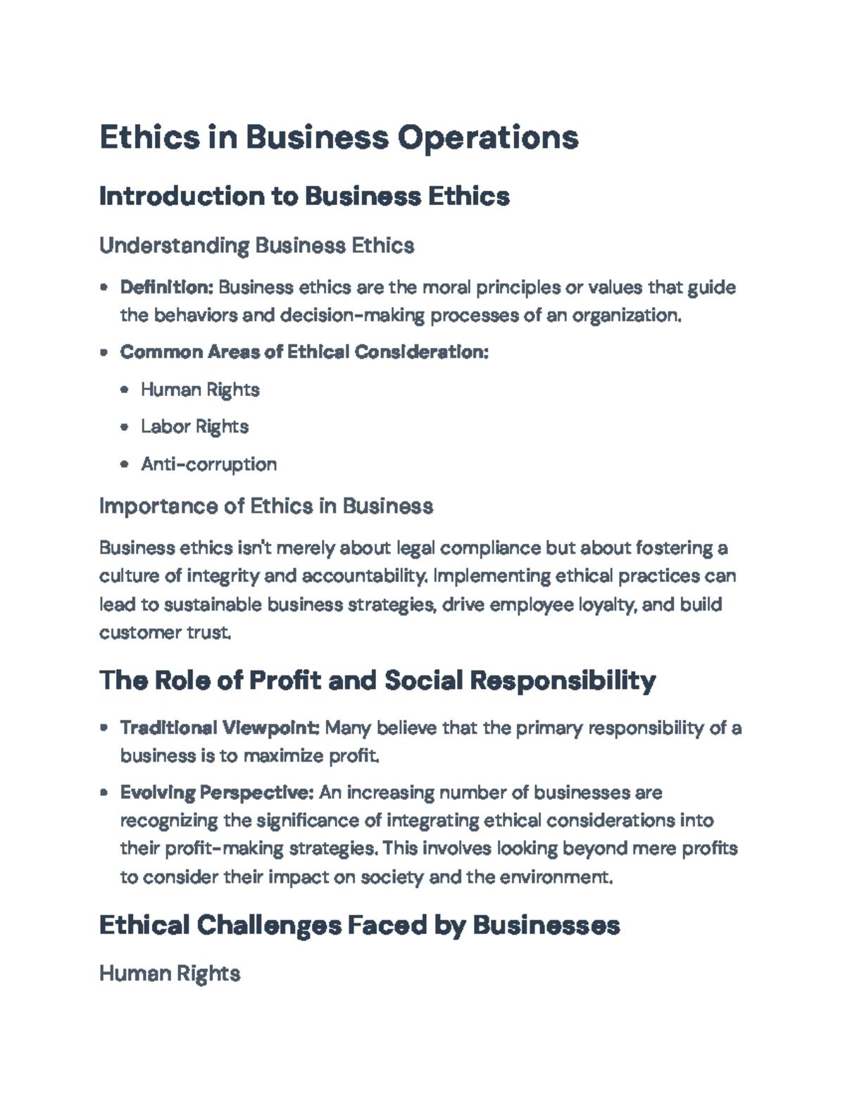 Ethics in Business Operations: Importance, Challenges, and Frameworks ...