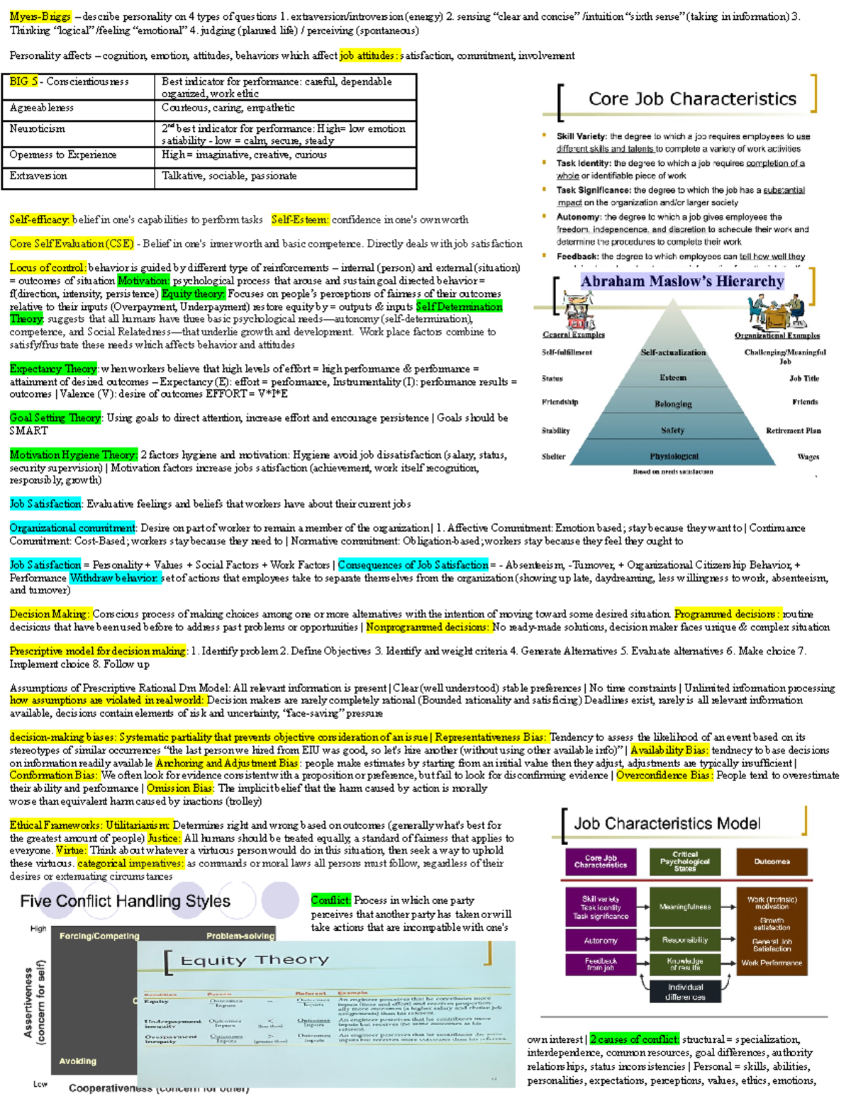 Management Test Cheat Sheet - Myers-Briggs – describe personality on 4 ...
