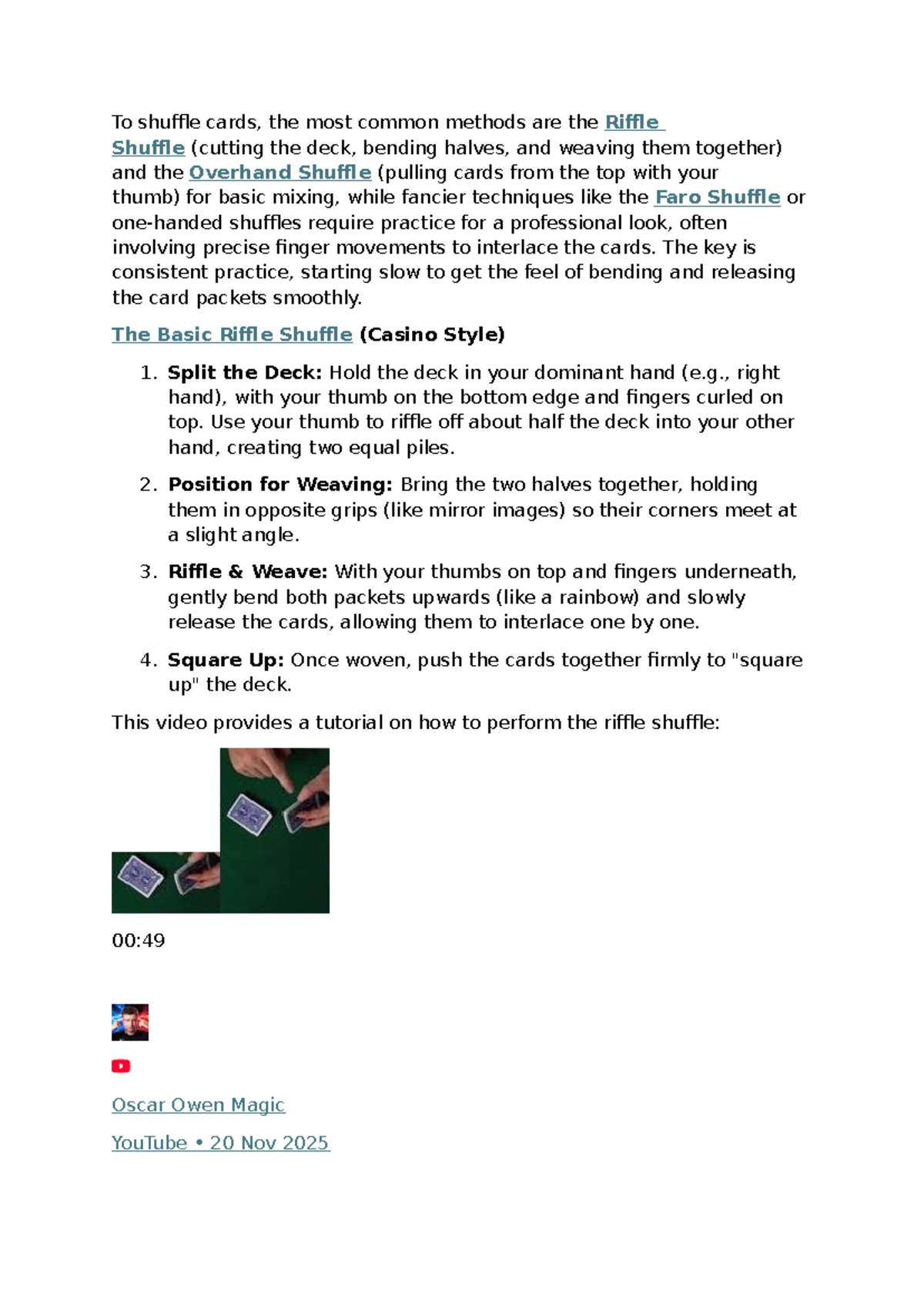 Brt - g4ewvd: Mastering Card Shuffling Techniques and Tips - Studocu