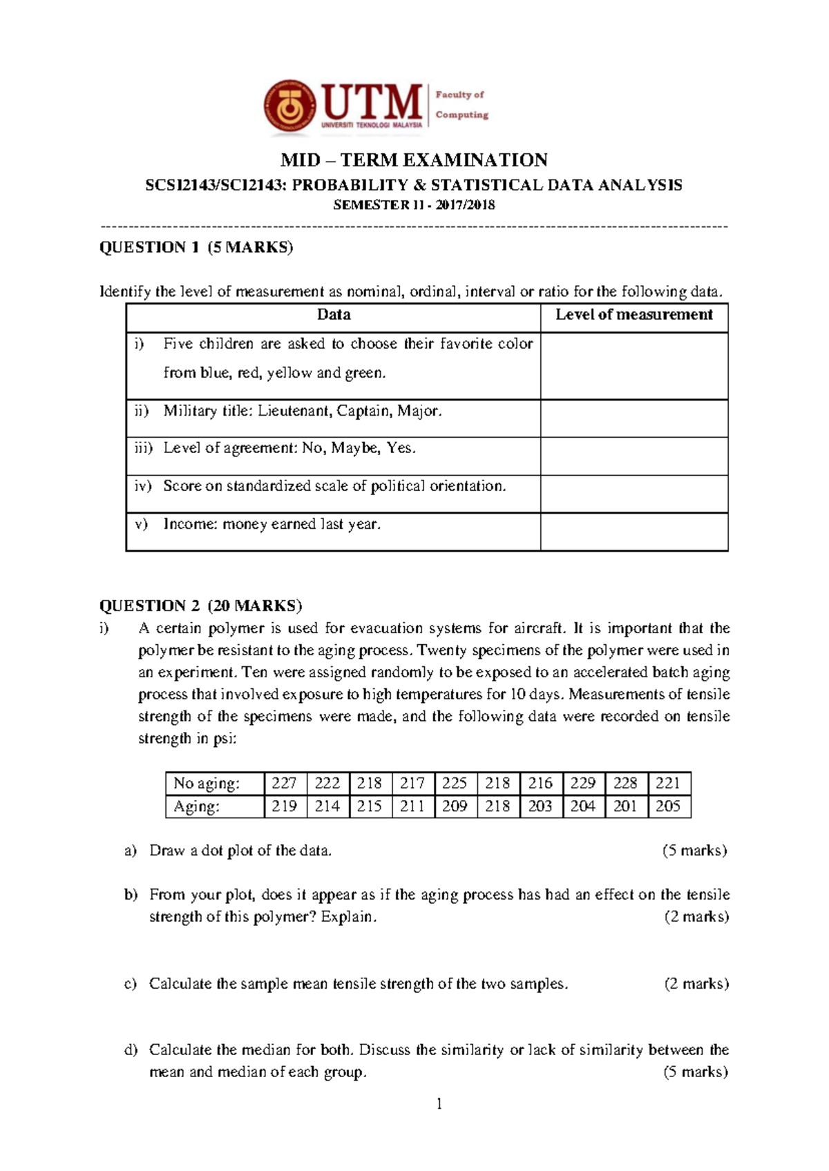 1718s2 PSDA Mid Term Test - 1 MID – TERM EXAMINATION SCSI2143/SCI2143 ...
