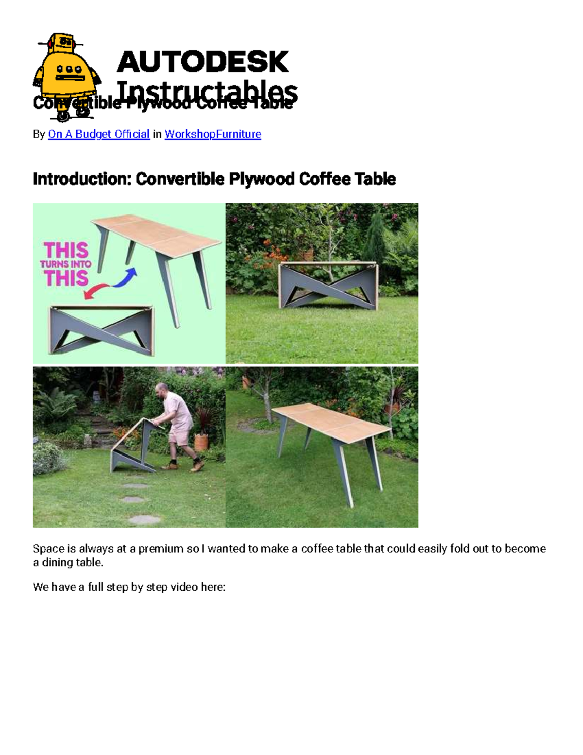 Convertible Plywood Coffee Table: DIY Guide in 5 Steps - Studocu