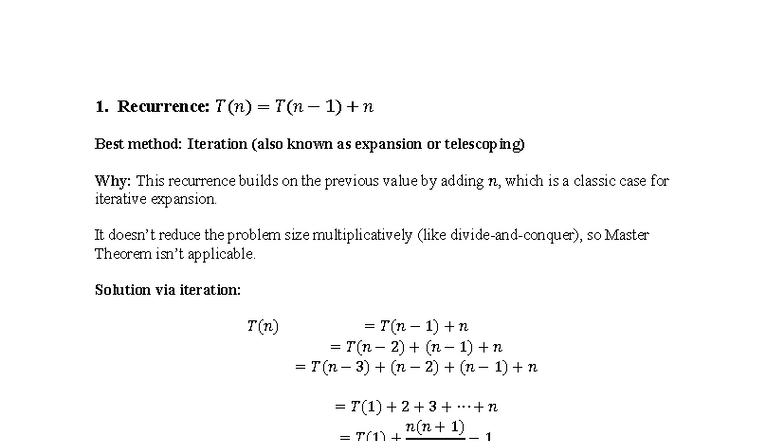 Module 3 Mastery: Recurrence Relations & Time Complexity Analysis - Studocu