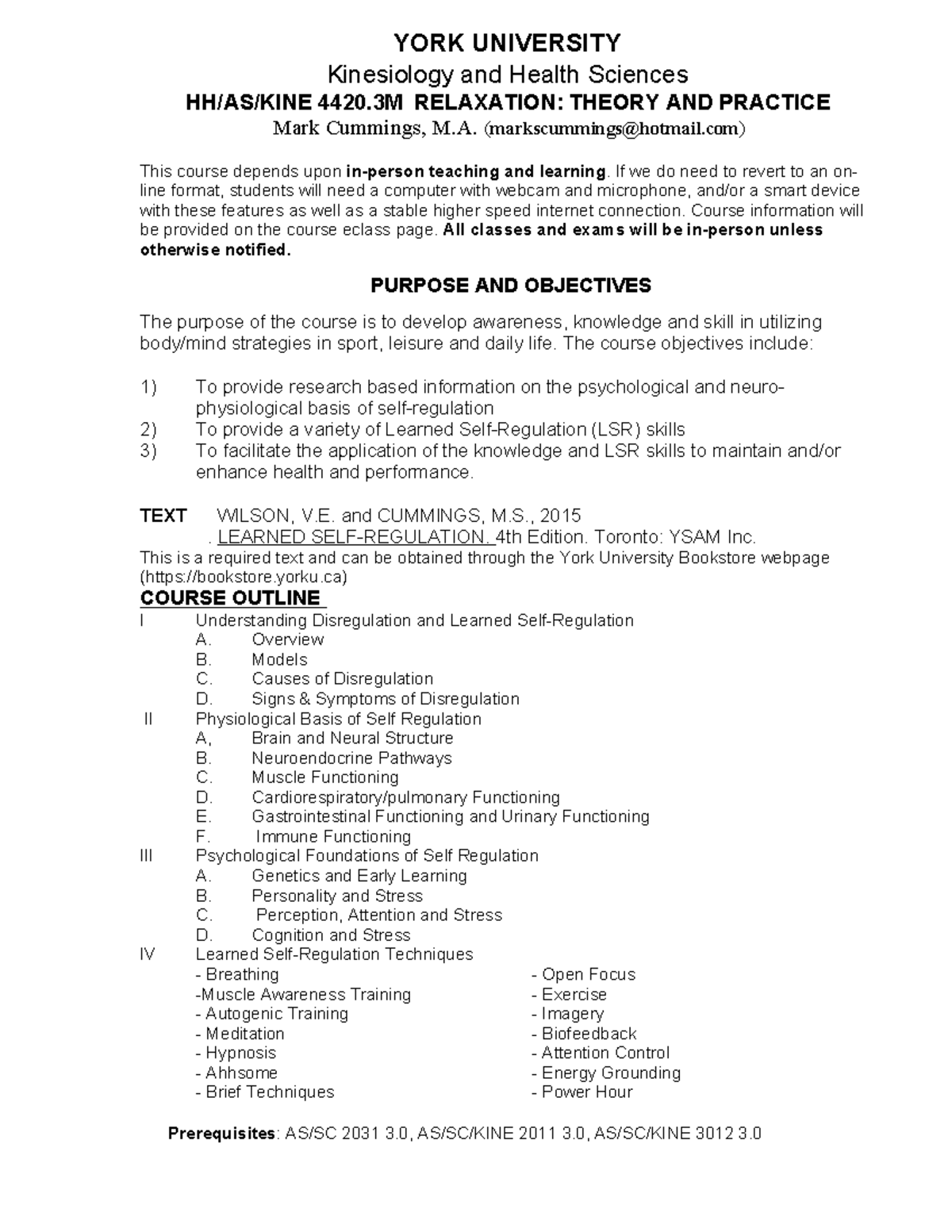 KINE 4420M Course Outline: Relaxation Theory & Practice - Studocu