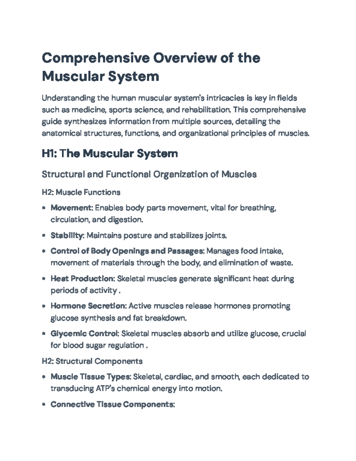 Comprehensive Overview of the Muscular System for Health Professionals ...