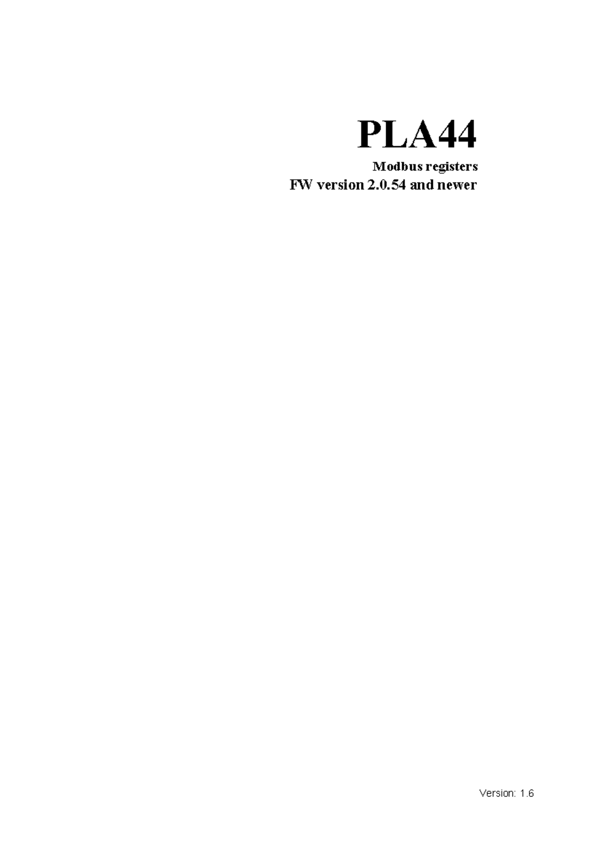PLA44 Modbus FW Version 2.0.54+ - Practical Work v1.6 - Studocu