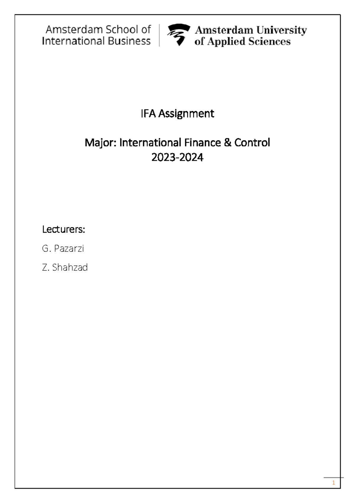 IFA Assignment Final - International Accounting Standards Analysis - Studeersnel