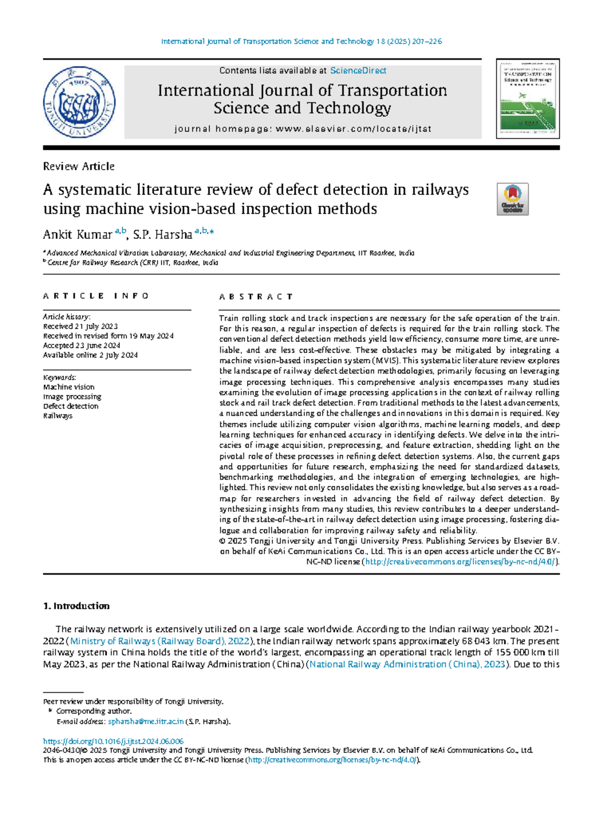 Systematic Review of Defect Detection in Railways Using Machine Vision ...