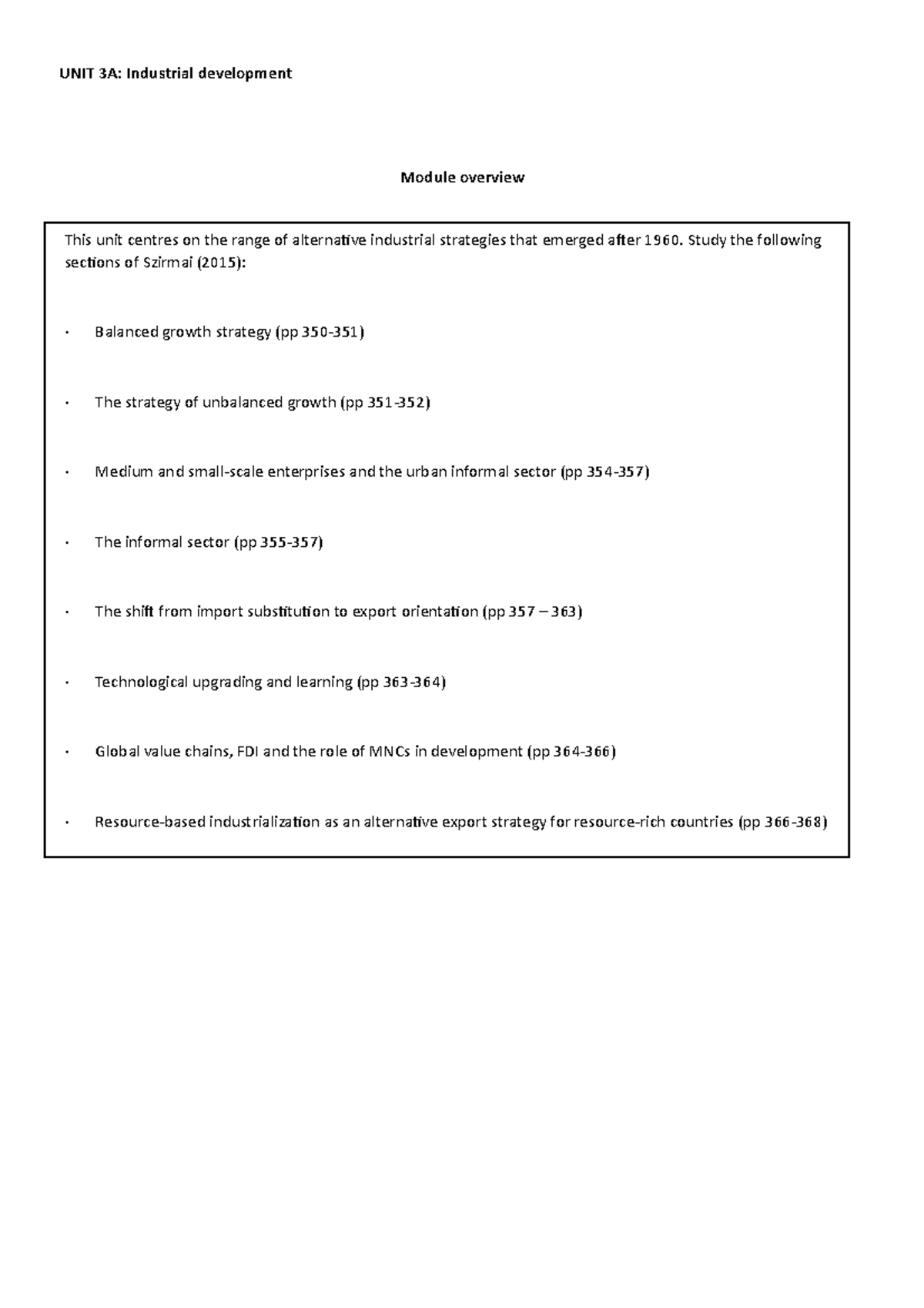 Unit 3A - unit 3 summaries - UNIT 3A: Industrial development Module ...